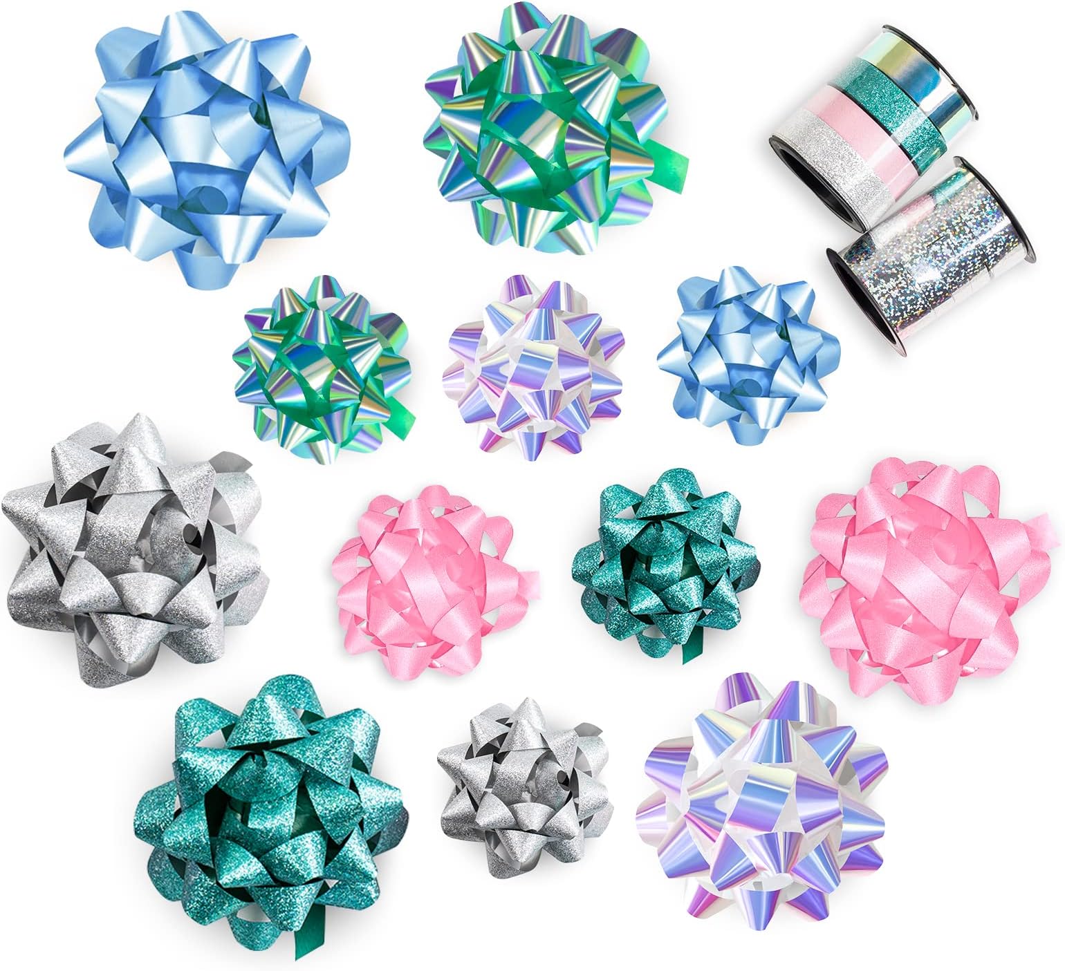 Amazon.com: WRAPAHOLIC 14 Pcs Gift Bows Assortment - 12 Multi Colored ...