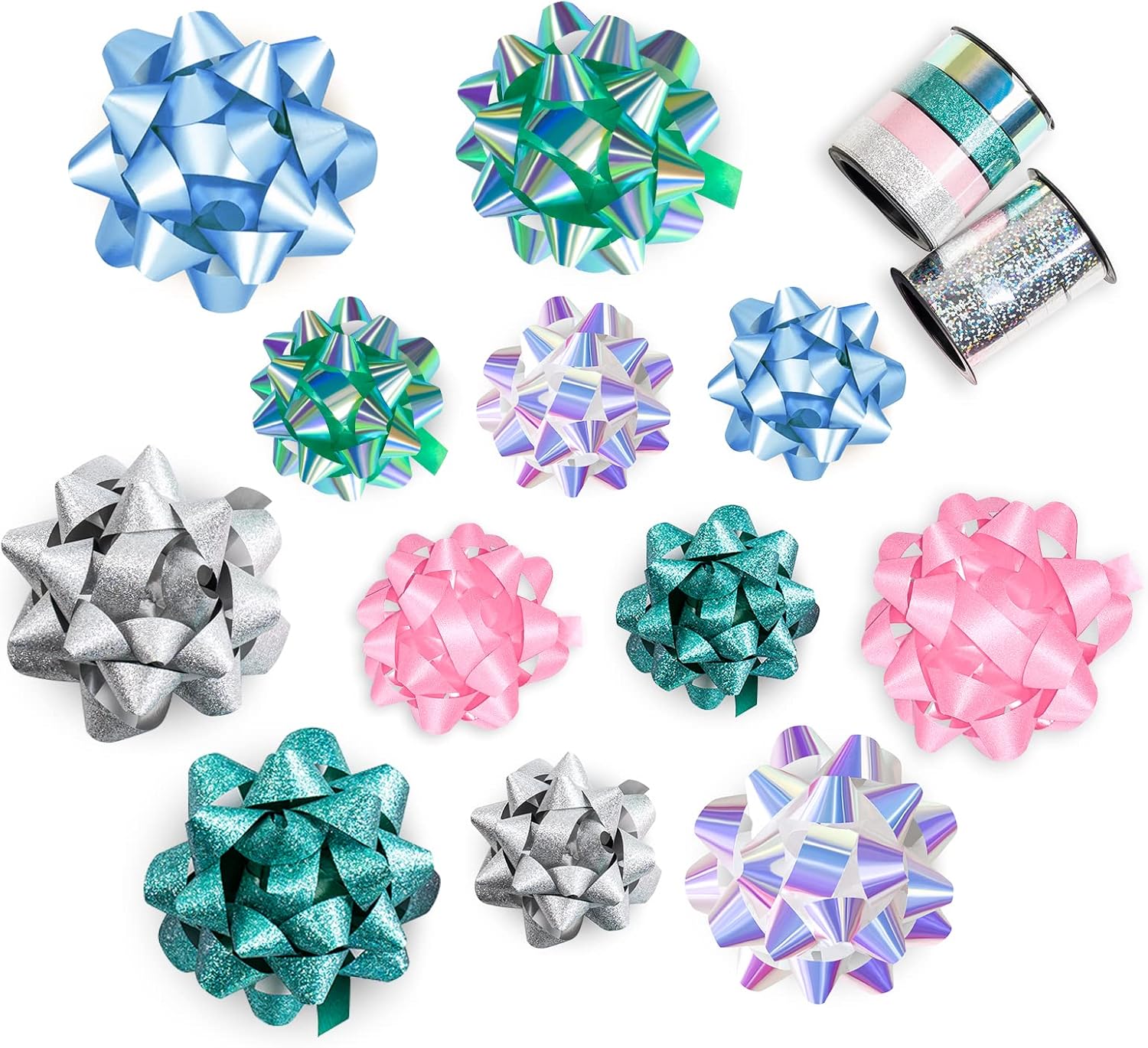 Amazon.com: WRAPAHOLIC 14 Pcs Gift Bows Assortment - 12 Multi Colored ...