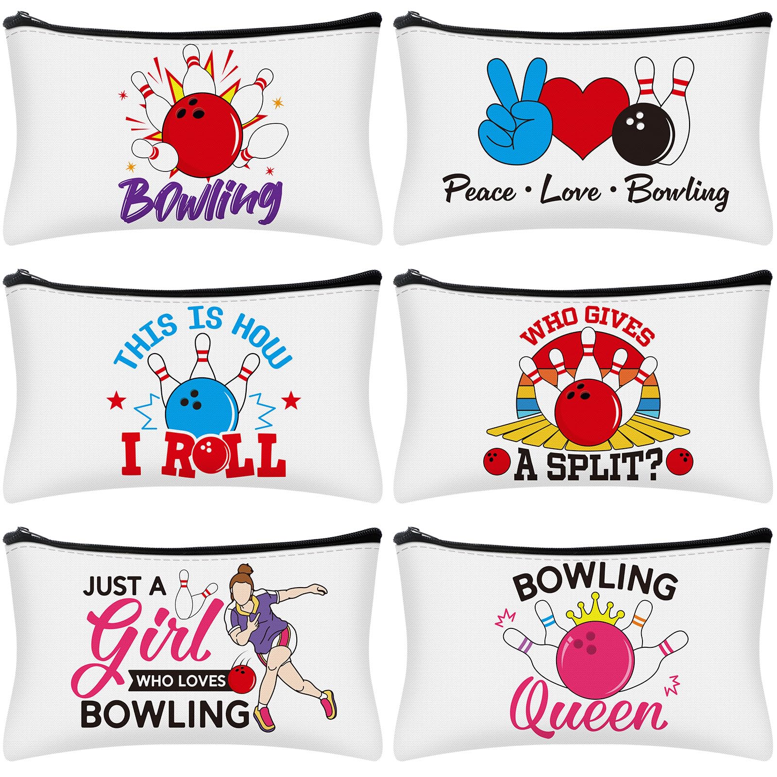 Amazon.com: Bulyoou 6 Pcs Bowling Makeup Bag Bowling Cosmetic Bag ...