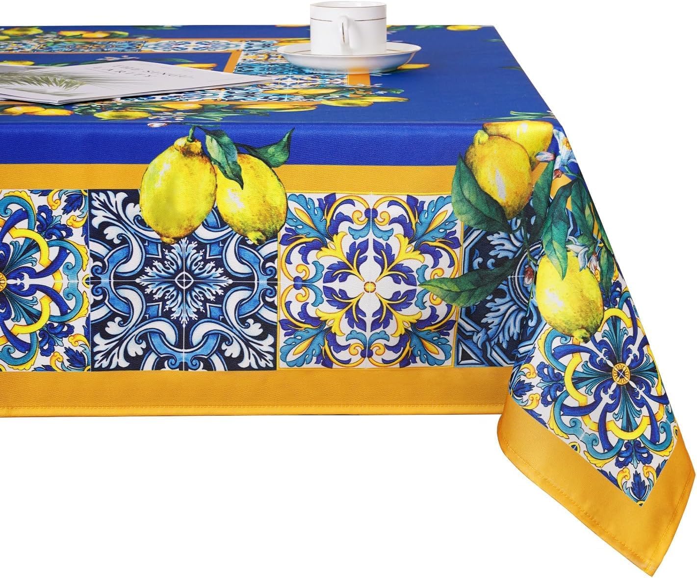 Amazon.com: CHICNOOK Lemon Tablecloth, Italian Lemon Flower Summer ...