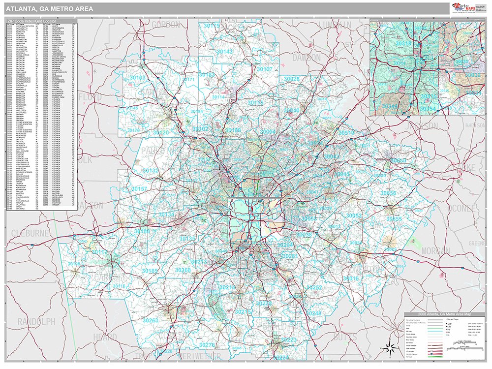 Amazon.com : MarketMAPS Atlanta, GA Metro Area Wall Map - Laminated ...