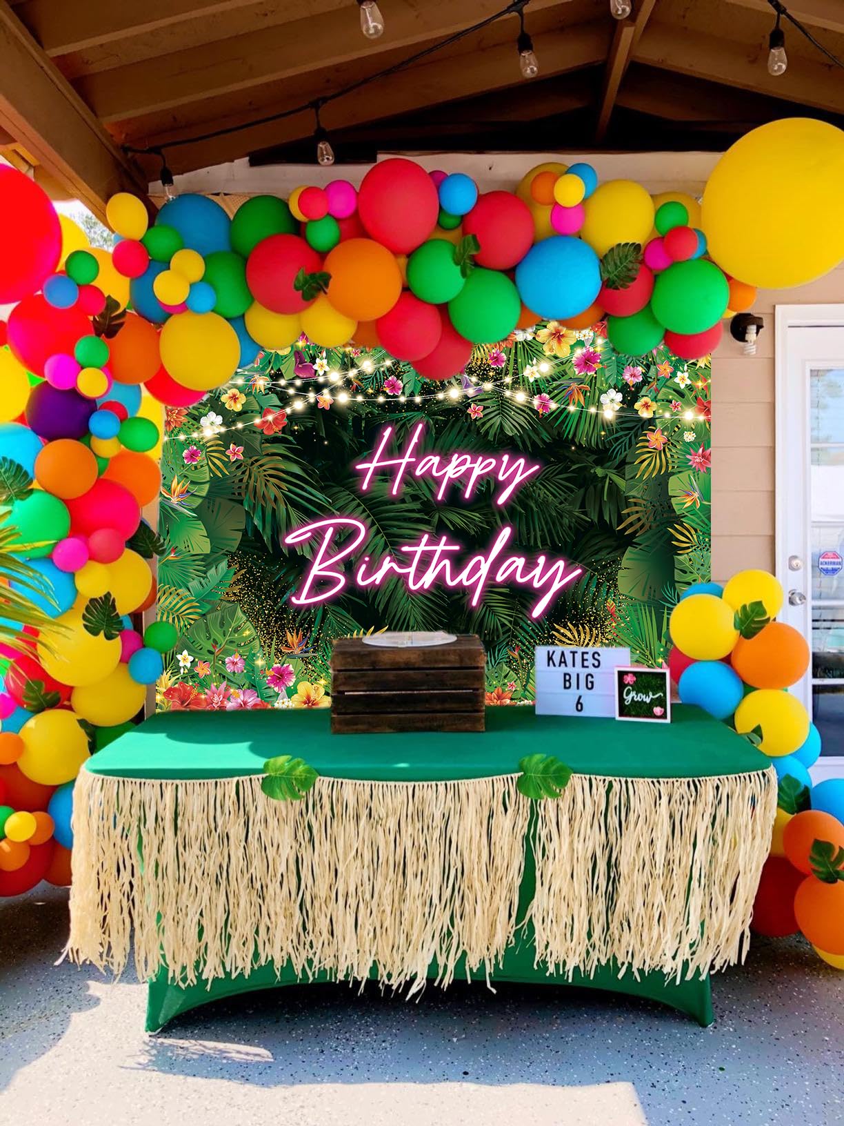 Snapklik.com : Hawaiian Happy Birthday Banner Backdrop 7x5FT Tropical ...