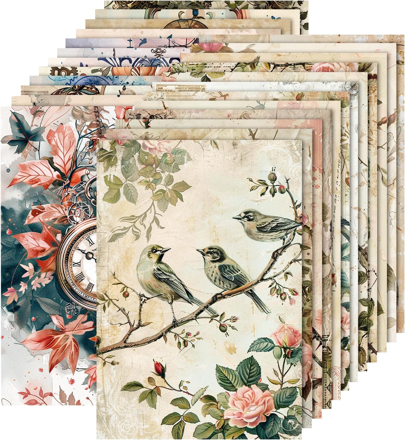 24 Sheets Scrapbook Craft Paper Flower Cardstock Decorative Papers Pad ...