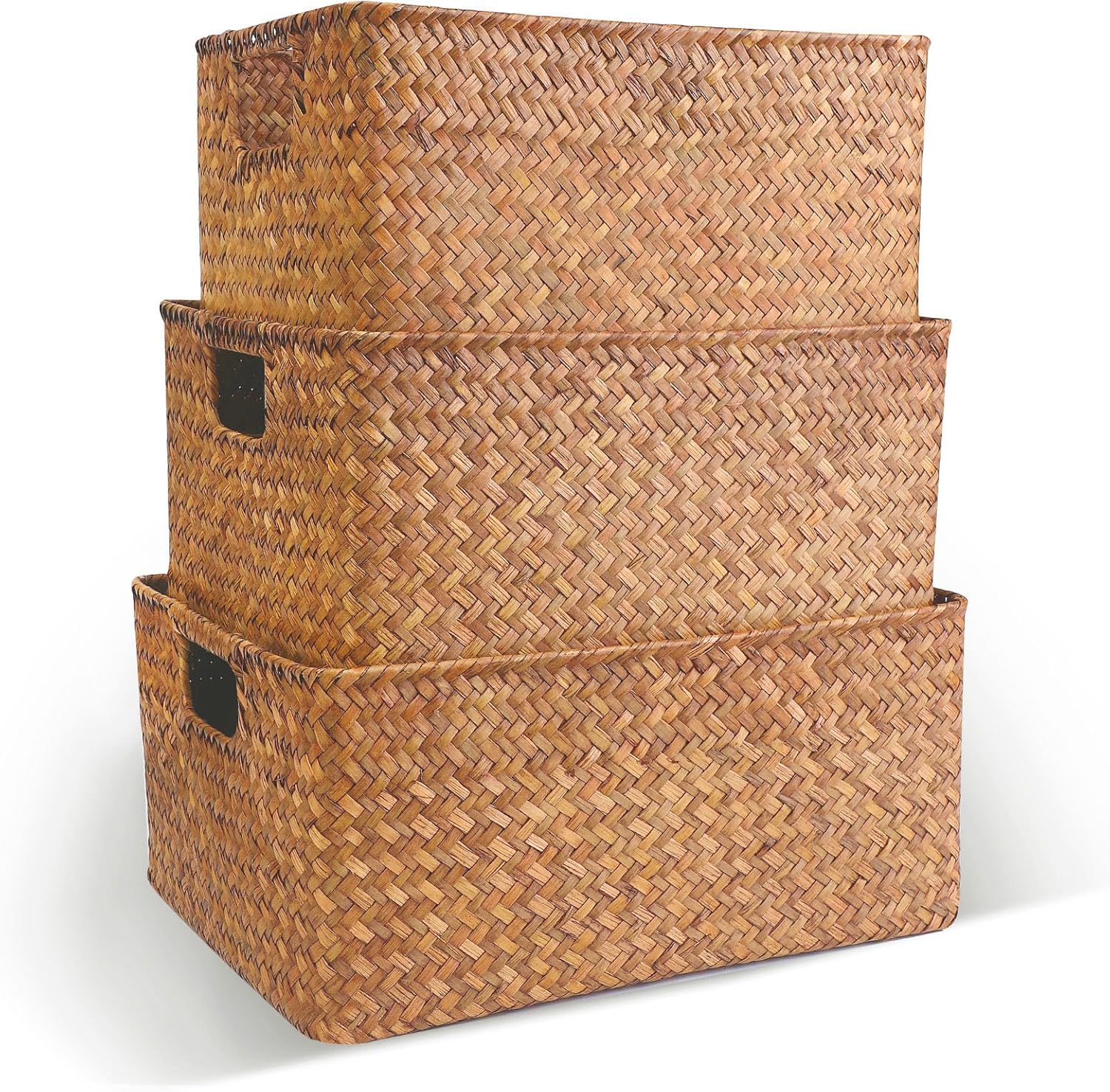 Amazon.com: YIFANZHIBIAN Large Seagrass Storage Baskets Bin for ...