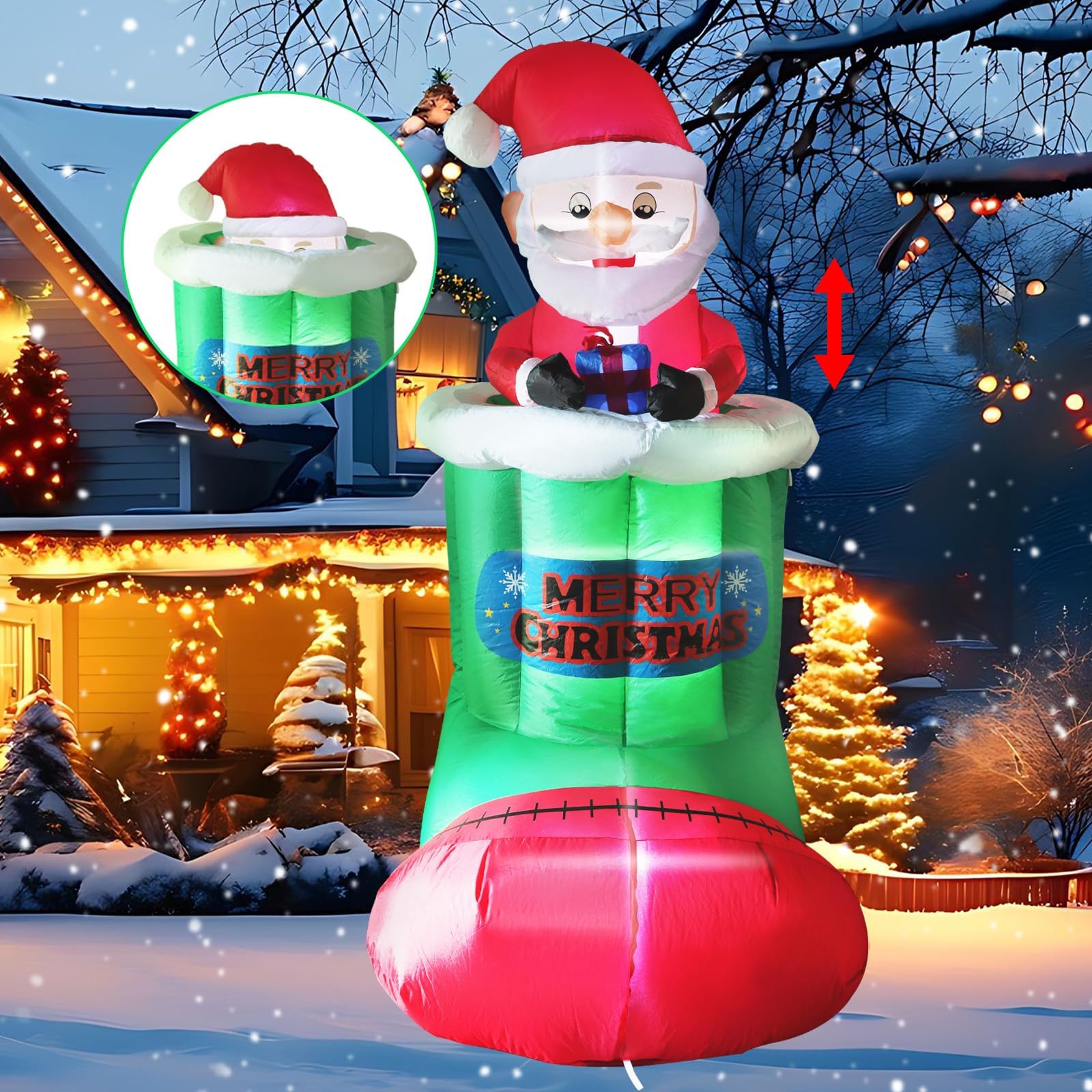 Bindokun Automatic Pop Up and Down Inflatable Christmas Decorations ...