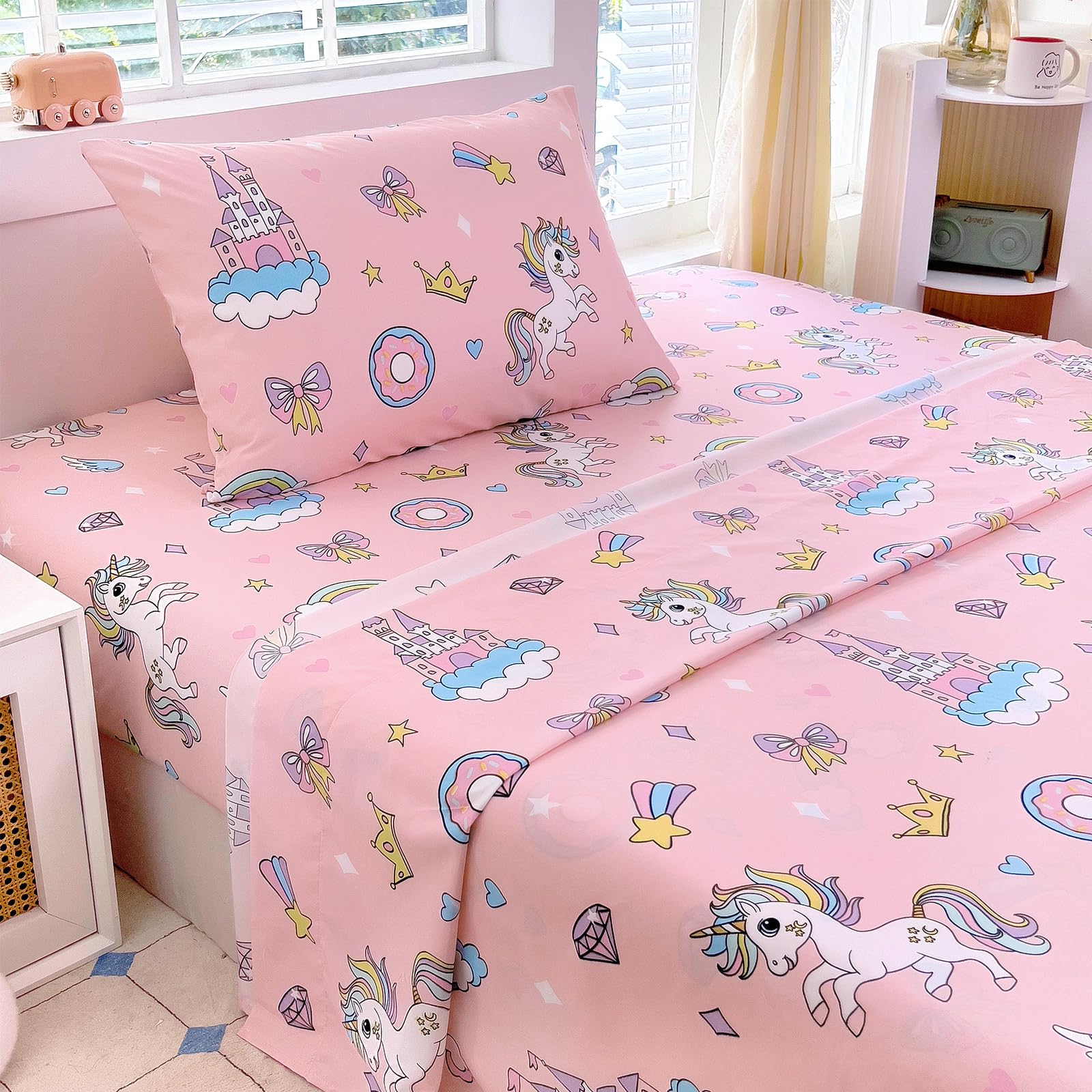 Amazon.com: Homilay Twin Sheets Set Kids - 3 Piece Pink Unicorn Sheets ...