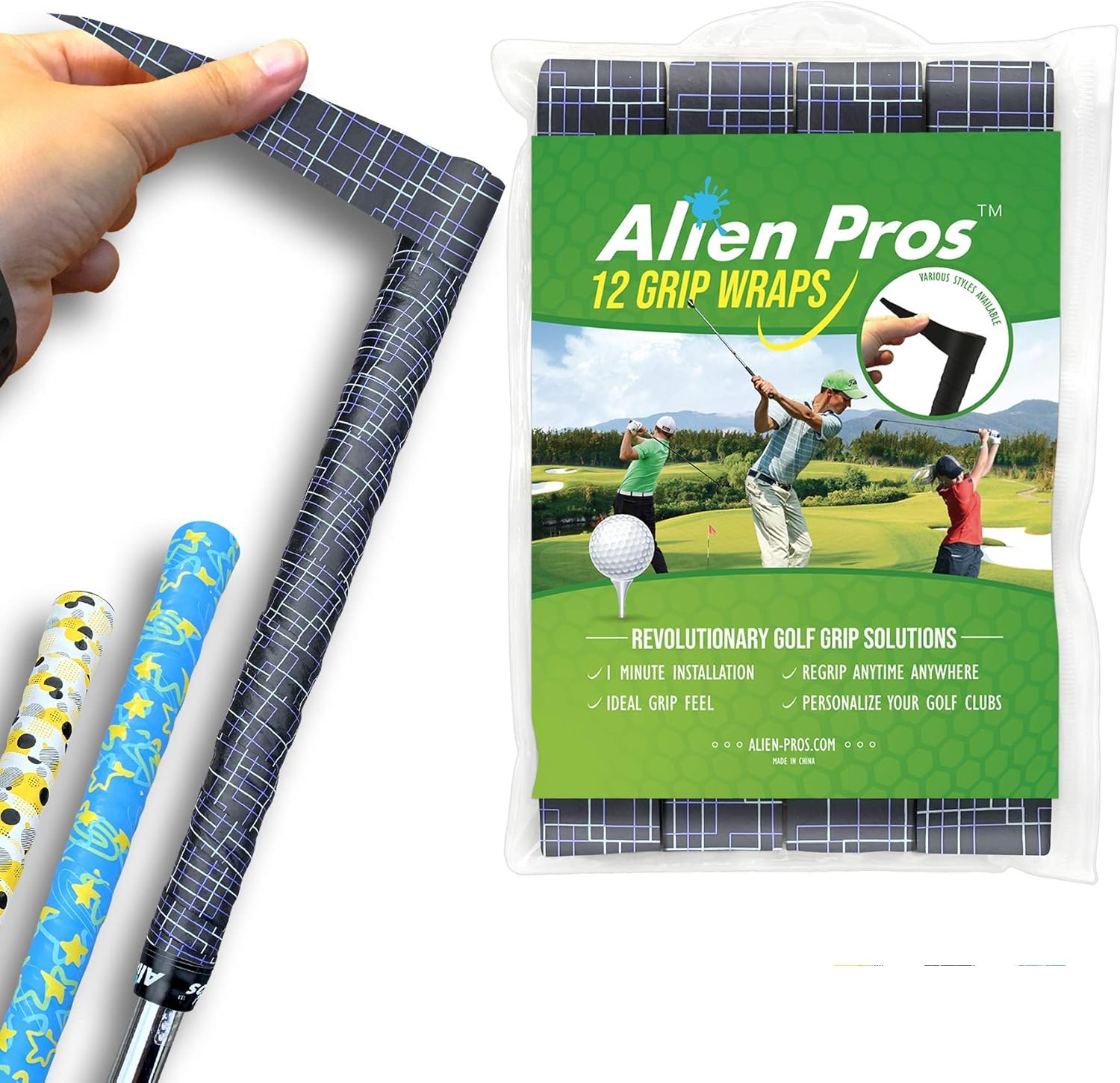 Amazon.com : ALIEN PROS Golf Grip Wrapping Tapes (12-Pack) - Innovative ...