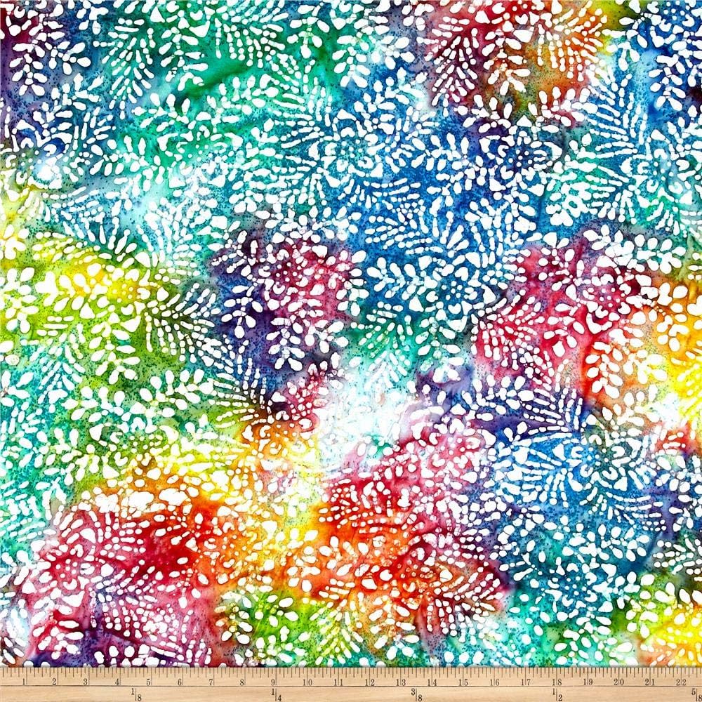 Amazon.com: Cotton Stretch Jersey Knit Batik Floral Bright/Multi ...