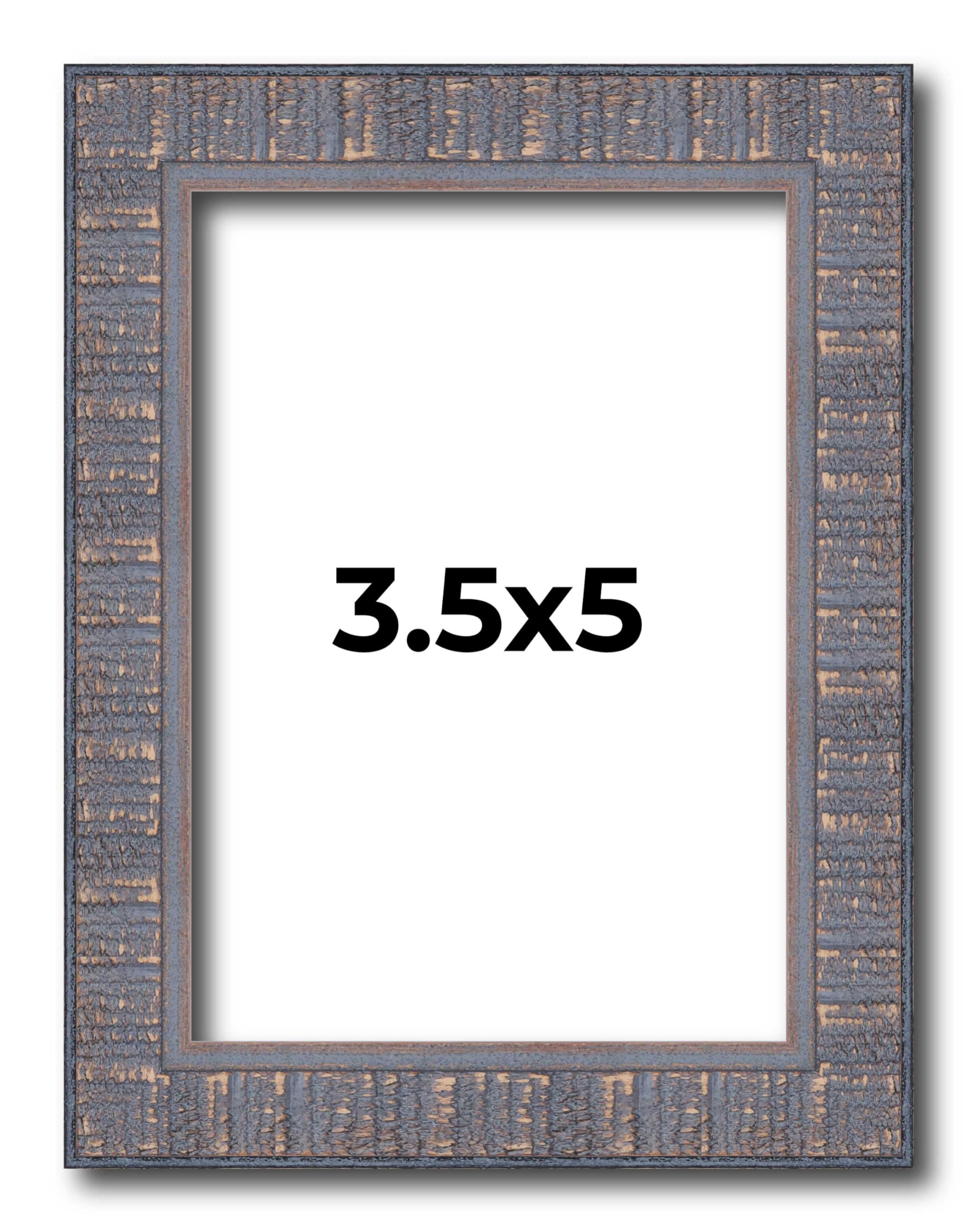 Amazon.com - 3.5x5 Frame Slate Blue Distressed Rustic Solid Wood ...