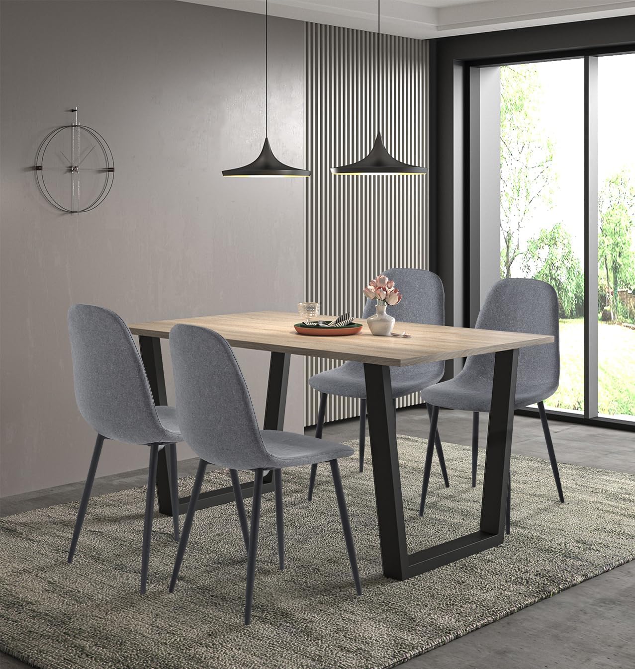 Hallowood Furniture Dudley Large Dining Table and Chairs Set 4, Dinner ...