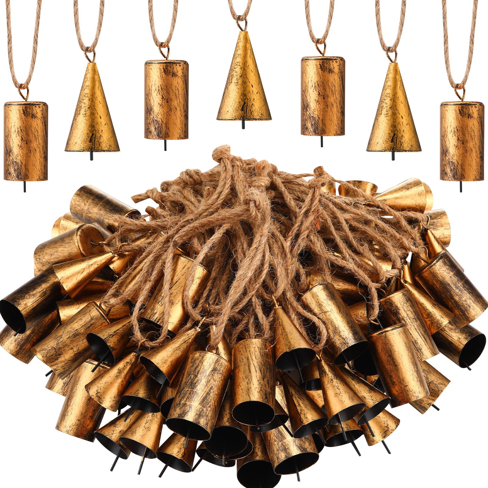 Christmas Vintage Indian Tin Bells Bulk Mini Rustic Chime Lucky Tin Cow ...