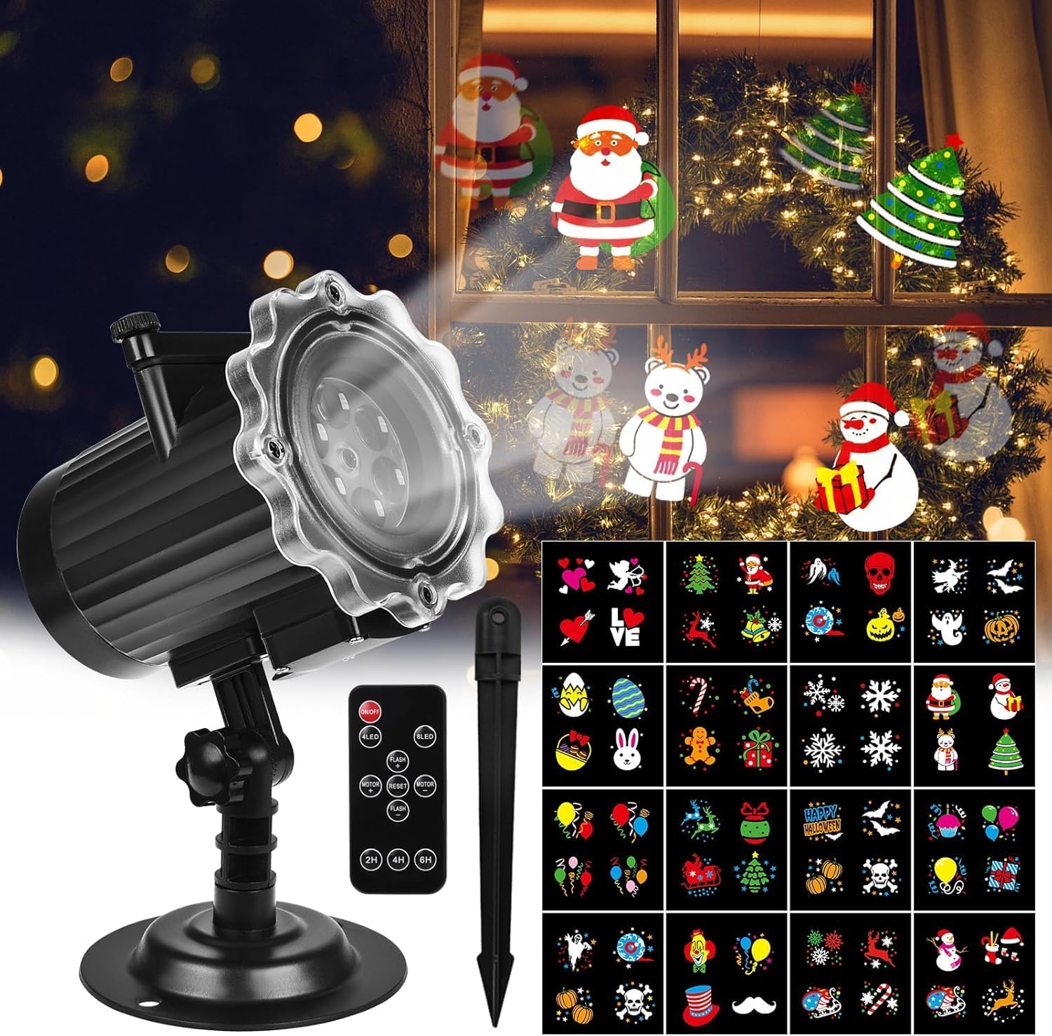 GRCFBQ Christmas Projector Lights - 16 HD Slides LED Projector with ...