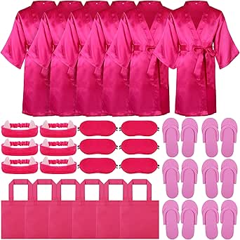 Amazon.com: SOMSOC 30 Pieces Spa Party Costume Set for Girls 6 Satin ...