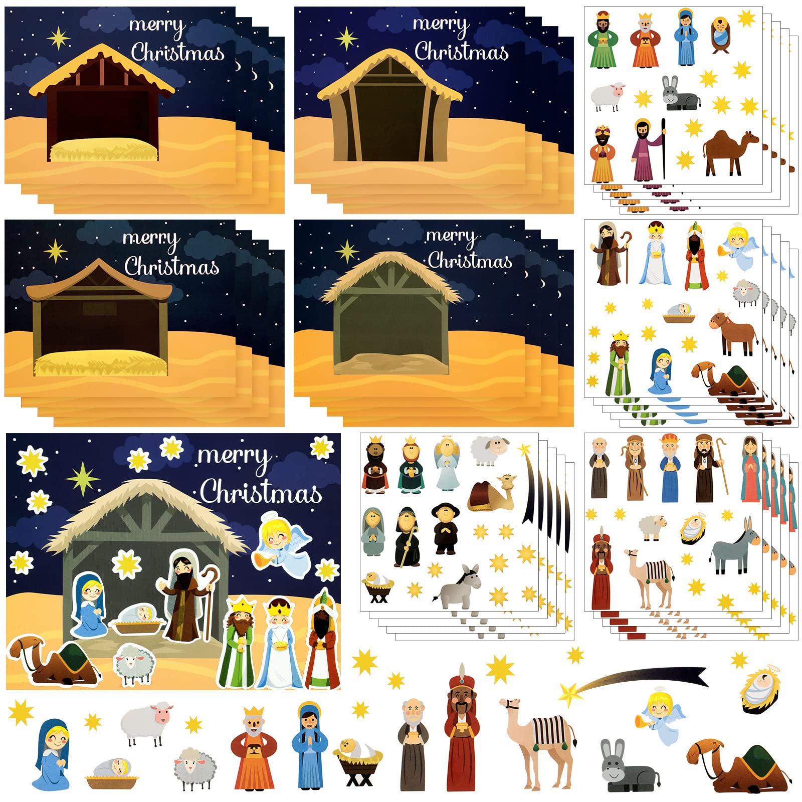 Amazon.com: 36 Sheets Christmas Nativity Stickers Make a Nativity Scene ...