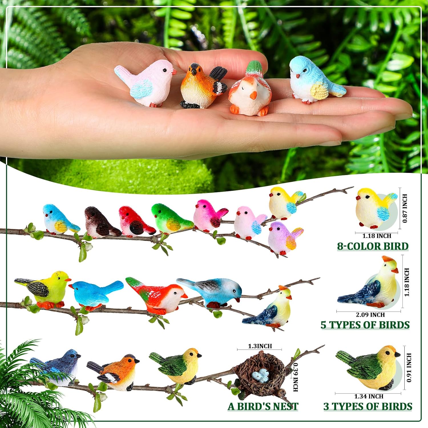 Buy 25 Pcs Miniature Bird Figurines Tiny Bird Figurines Mini Fairy ...