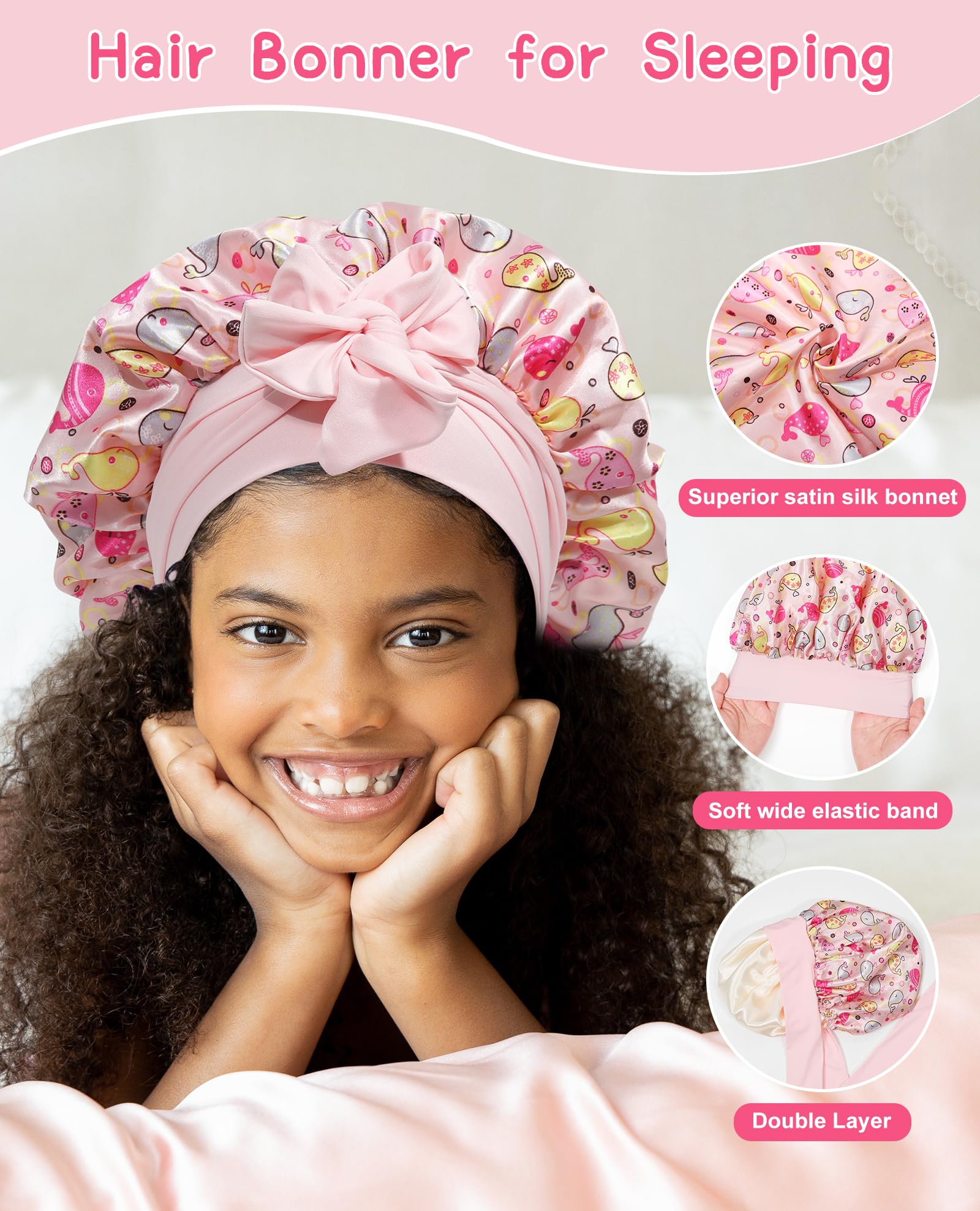 Snapklik.com : Kids Satin Bonnet Silk Bonnet For Sleeping Double Layer ...