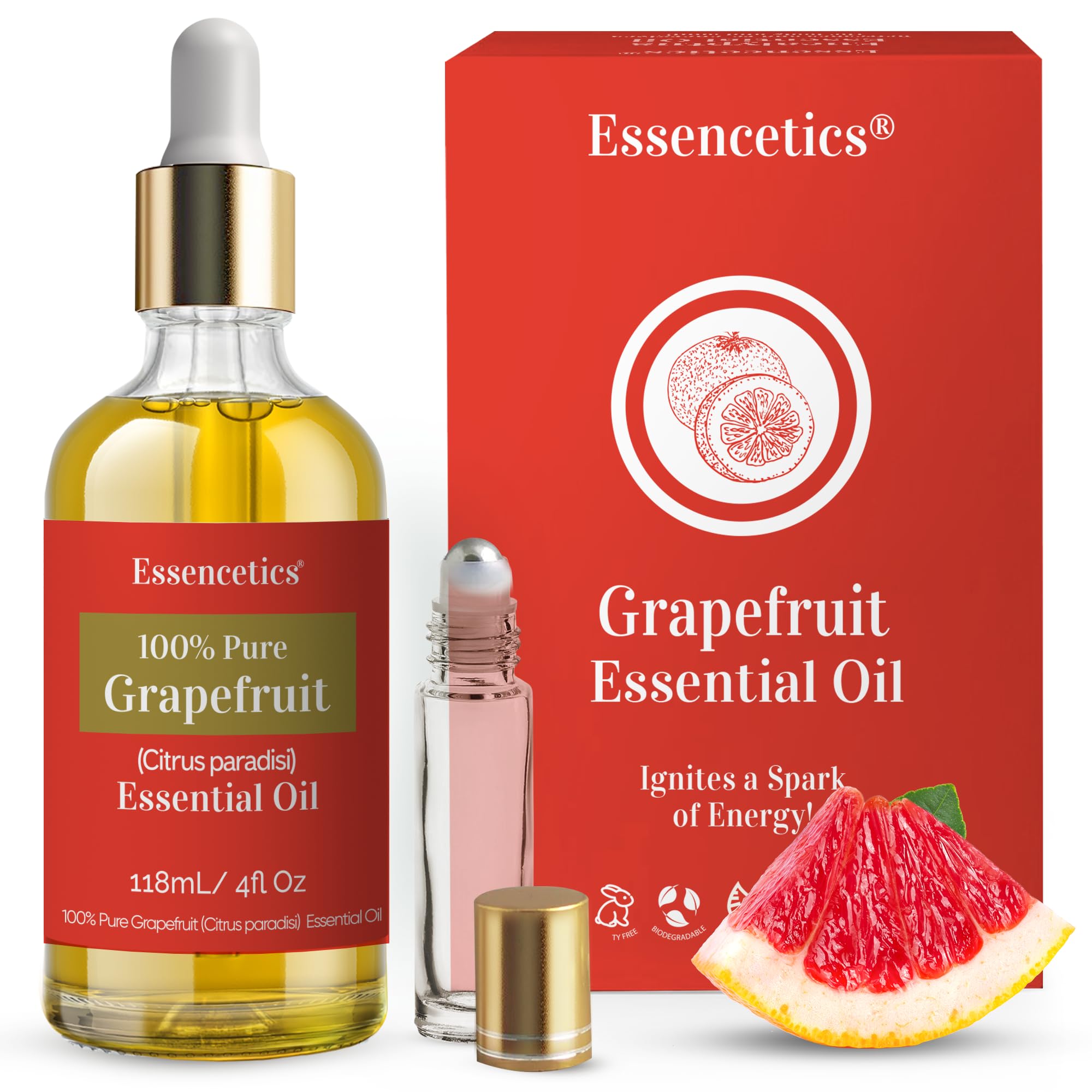 Amazon.com: Essencetics Grapefruit Essential Oil - 4oz Glass Bottle ...