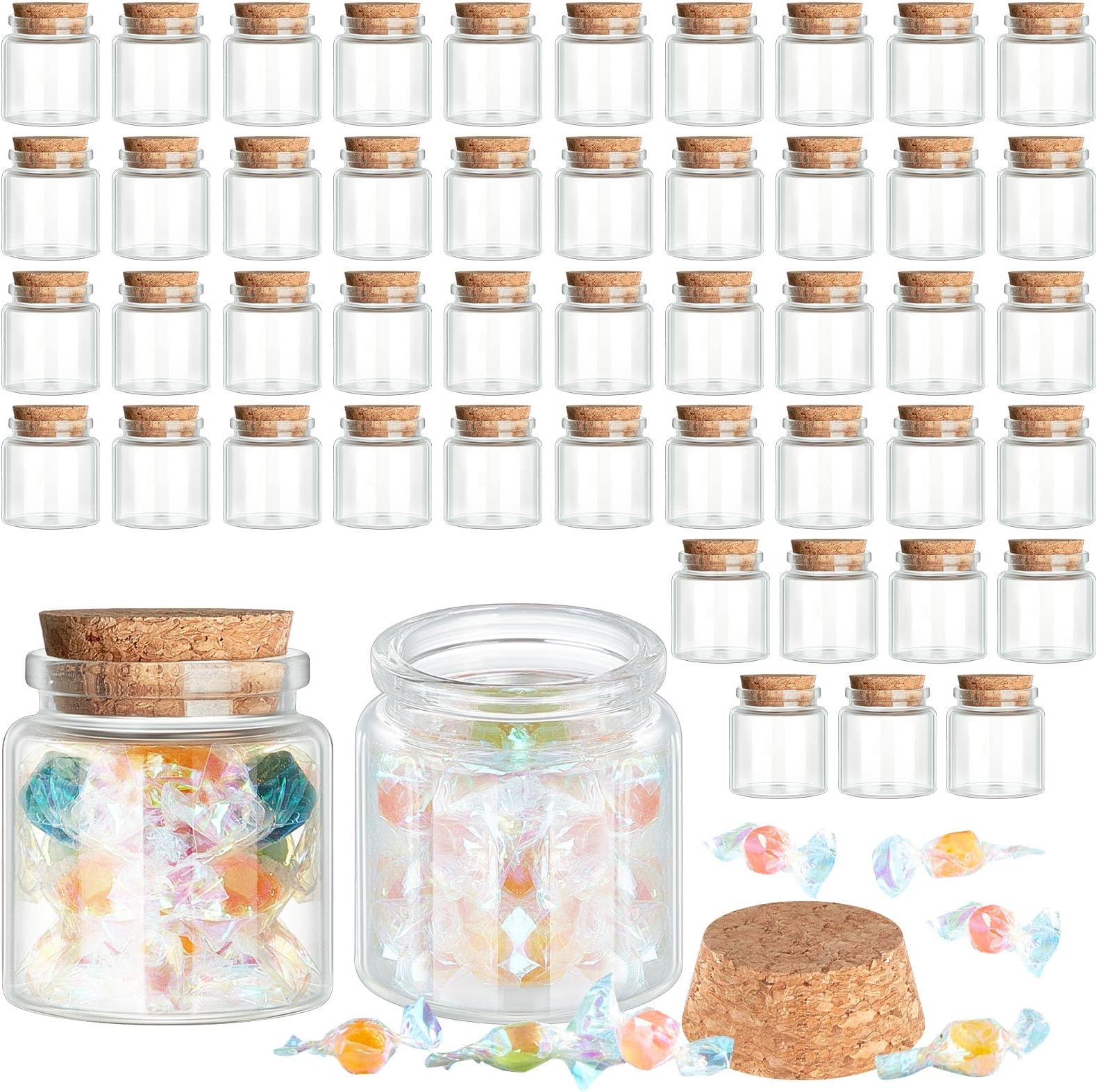 Amazon.com: 48 Pcs Small Glass Bottles with Cork, 50 ml Vials Jars Mini ...