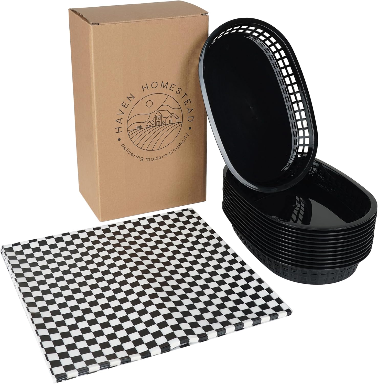 Amazon.com: Haven Homestead Plastic food baskets with paper liners - 12 ...