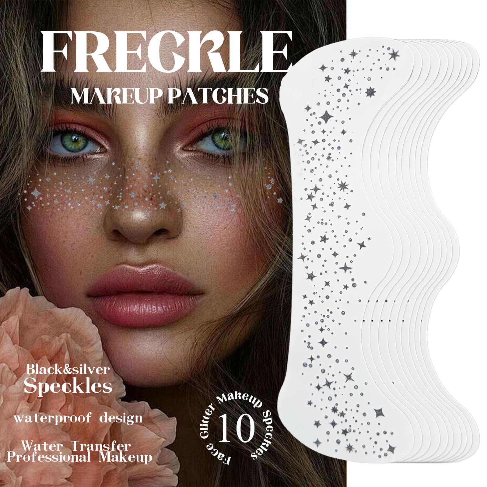 Amazon.com : Face Glitter Makeup Speckles,10 Makeup Patches, Black and Silver Glitter, Face ...