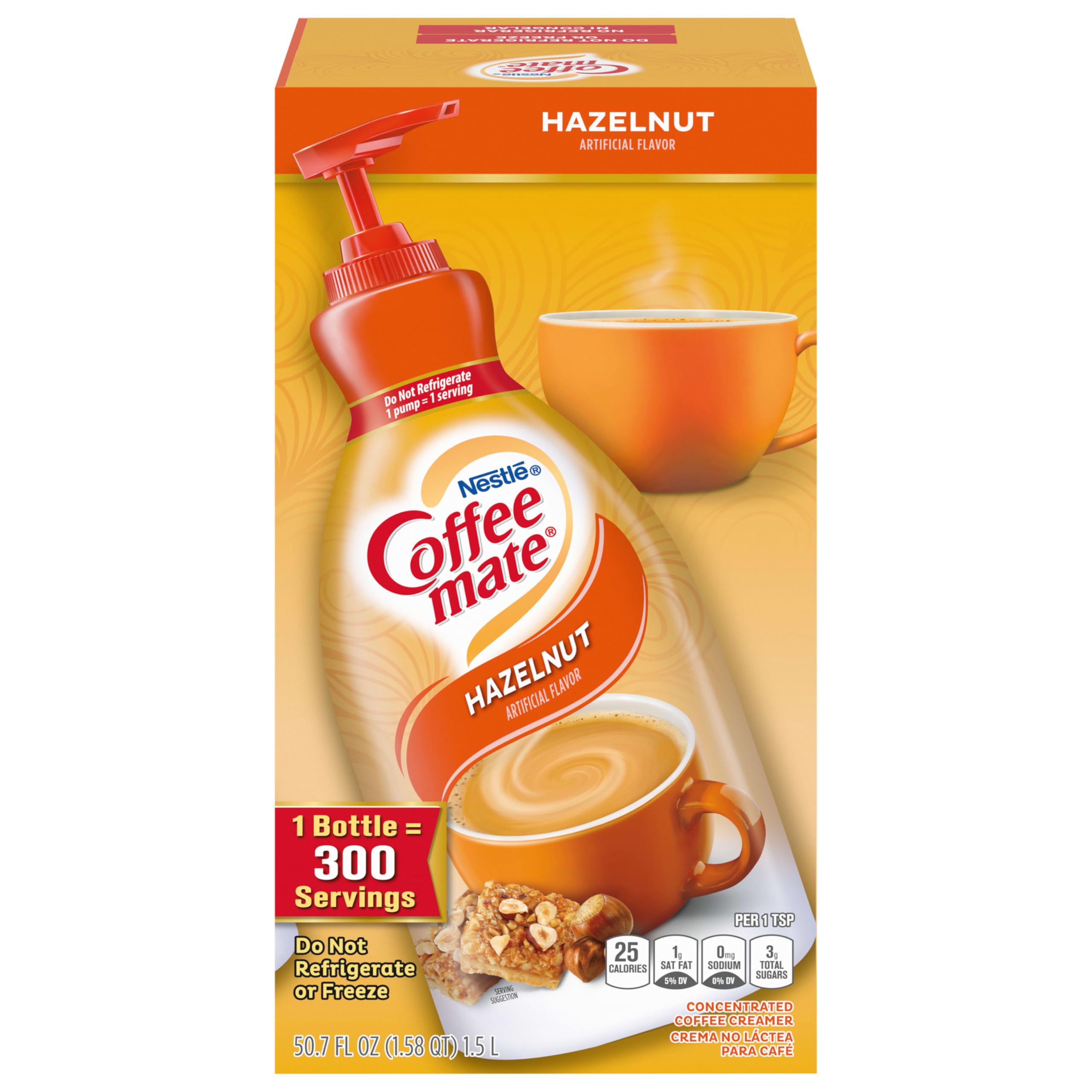 Nestle Coffee Mate Coffee Creamer, Hazelnut, Concentrated Liquid Pump ...