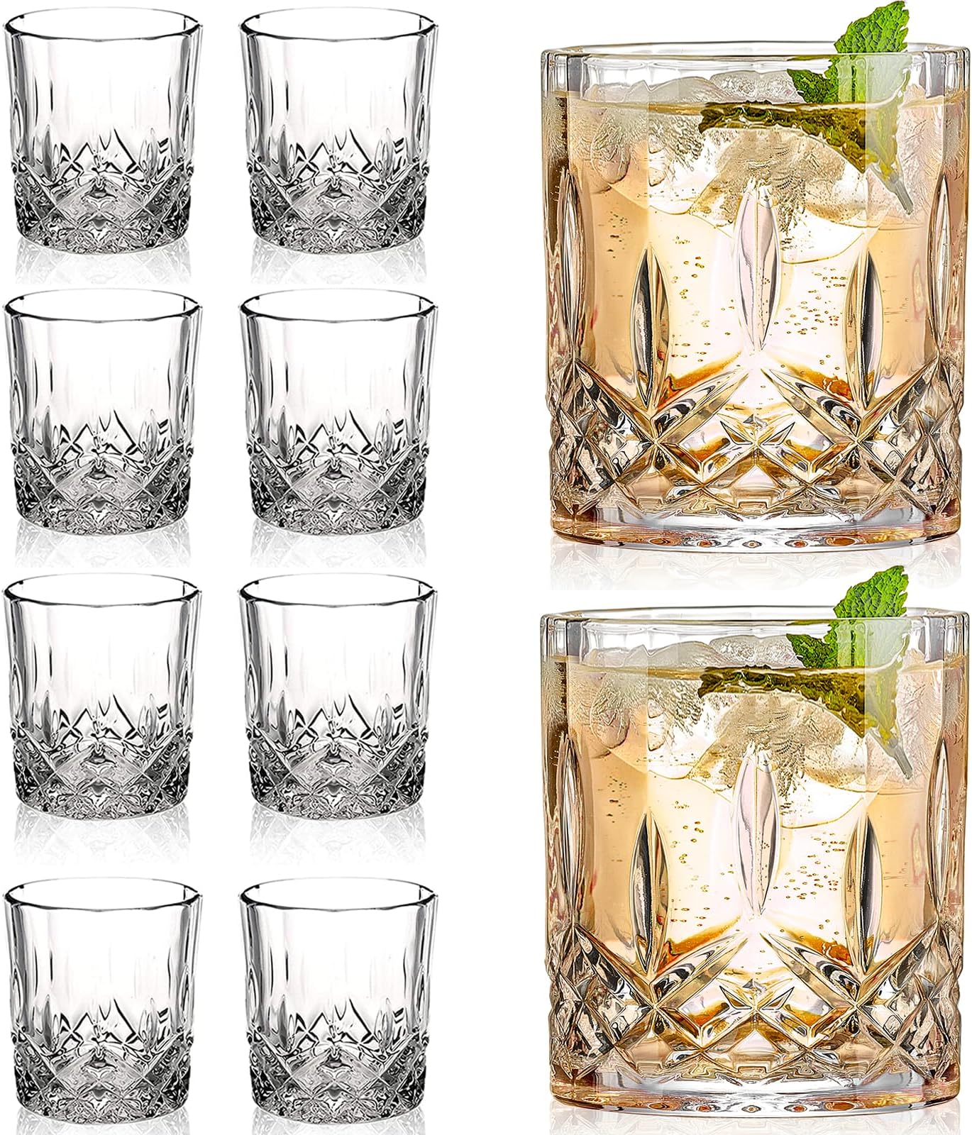 Amazon.com | Unique Everest Bourbon Glasses Set of 6 in Fabric-Lined ...