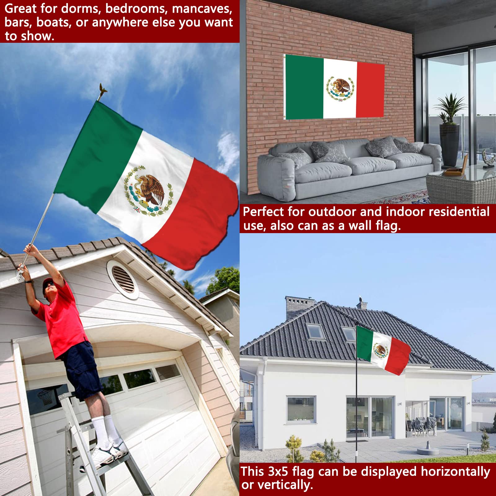 Snapklik.com : Mexico MX Flag 3x5 Outdoor Double Sided - Vivid Color ...