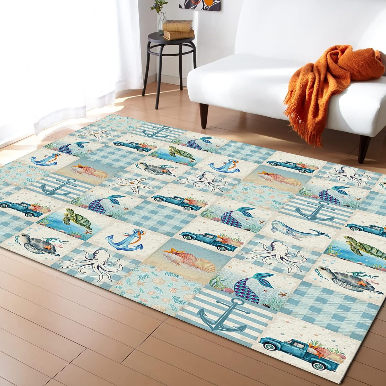 Amazon.com: Rugs for Living Room, Ocean Coastal Beach Themed Sea ...