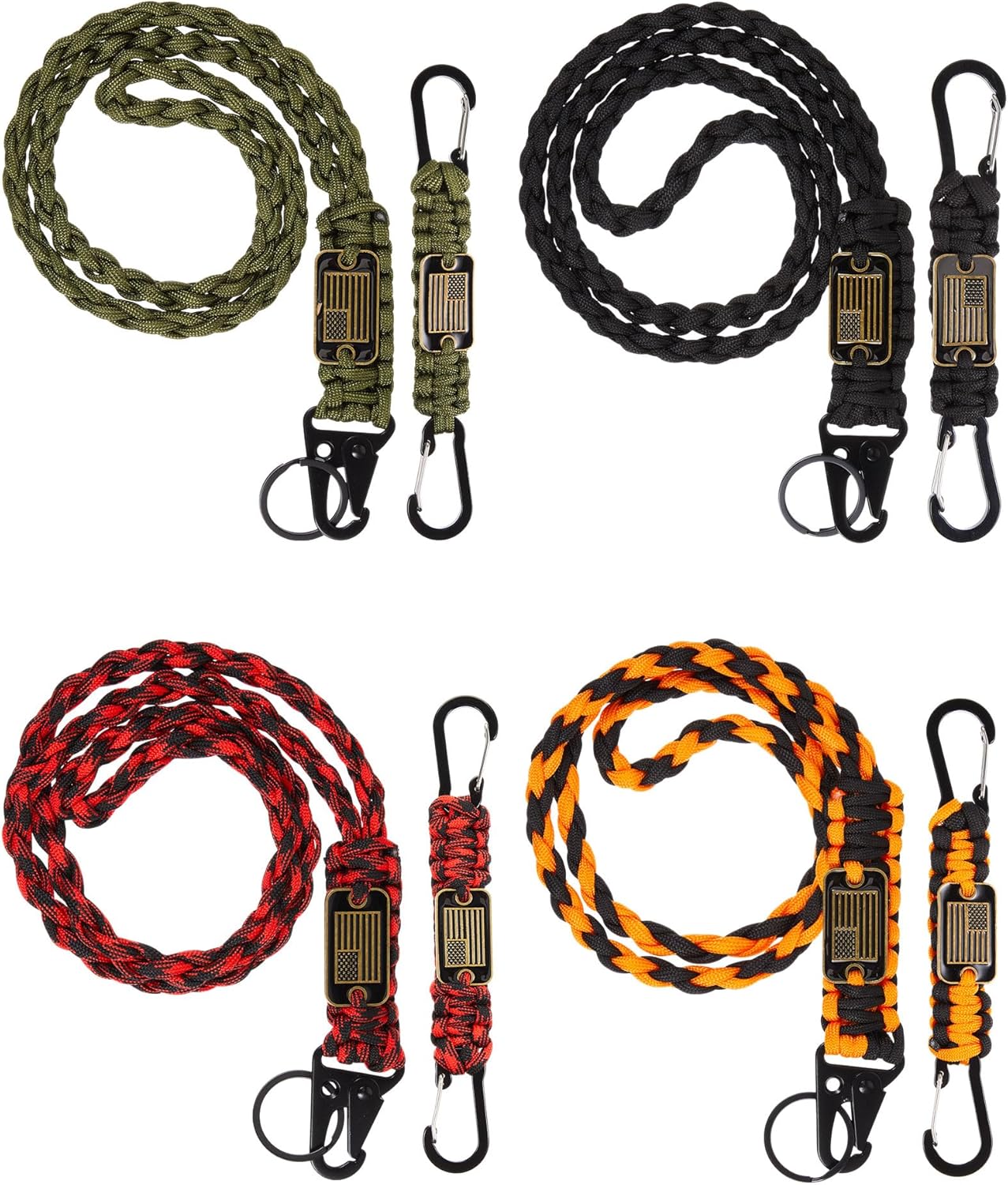 Amazon.com: Landical 8 Pcs Heavy Duty Braided Paracord Lanyard Keychain ...