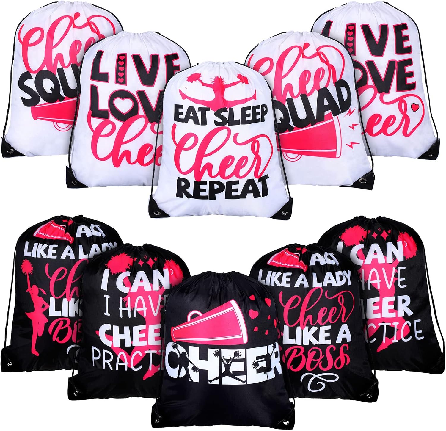 Amazon.com | Eccliy 10 Pcs Cheerleaders Drawstring Backpack Bulk Cheer ...