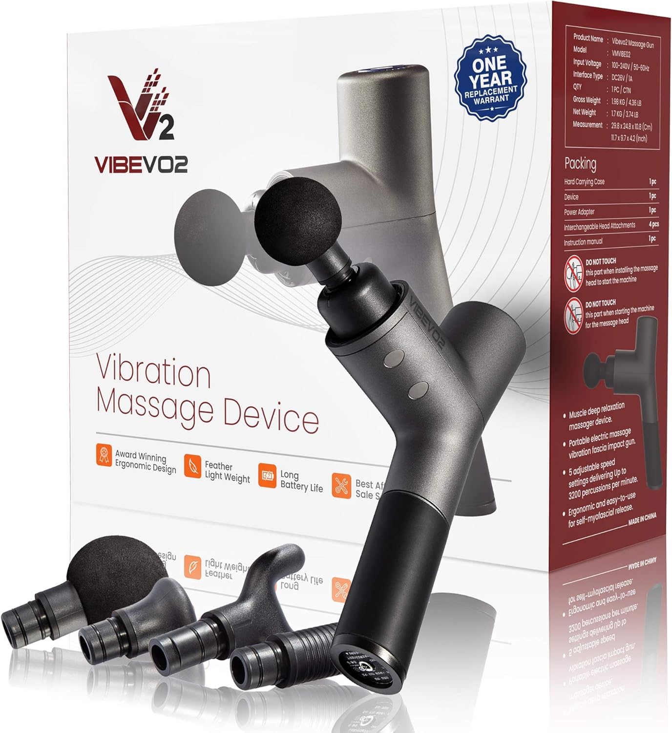Amazon.com: Vibevo2 Handheld Percussion Massage Gun- Quietest Cordless ...