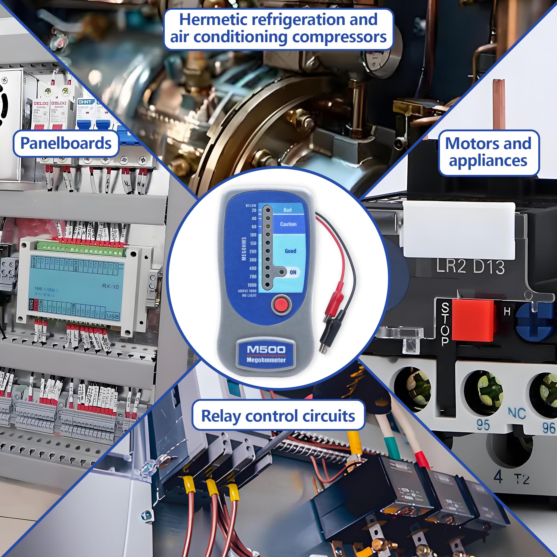 M500 500V 1000 Megohms M500 Digital Megohmmeter - Insulation Tester Up ...