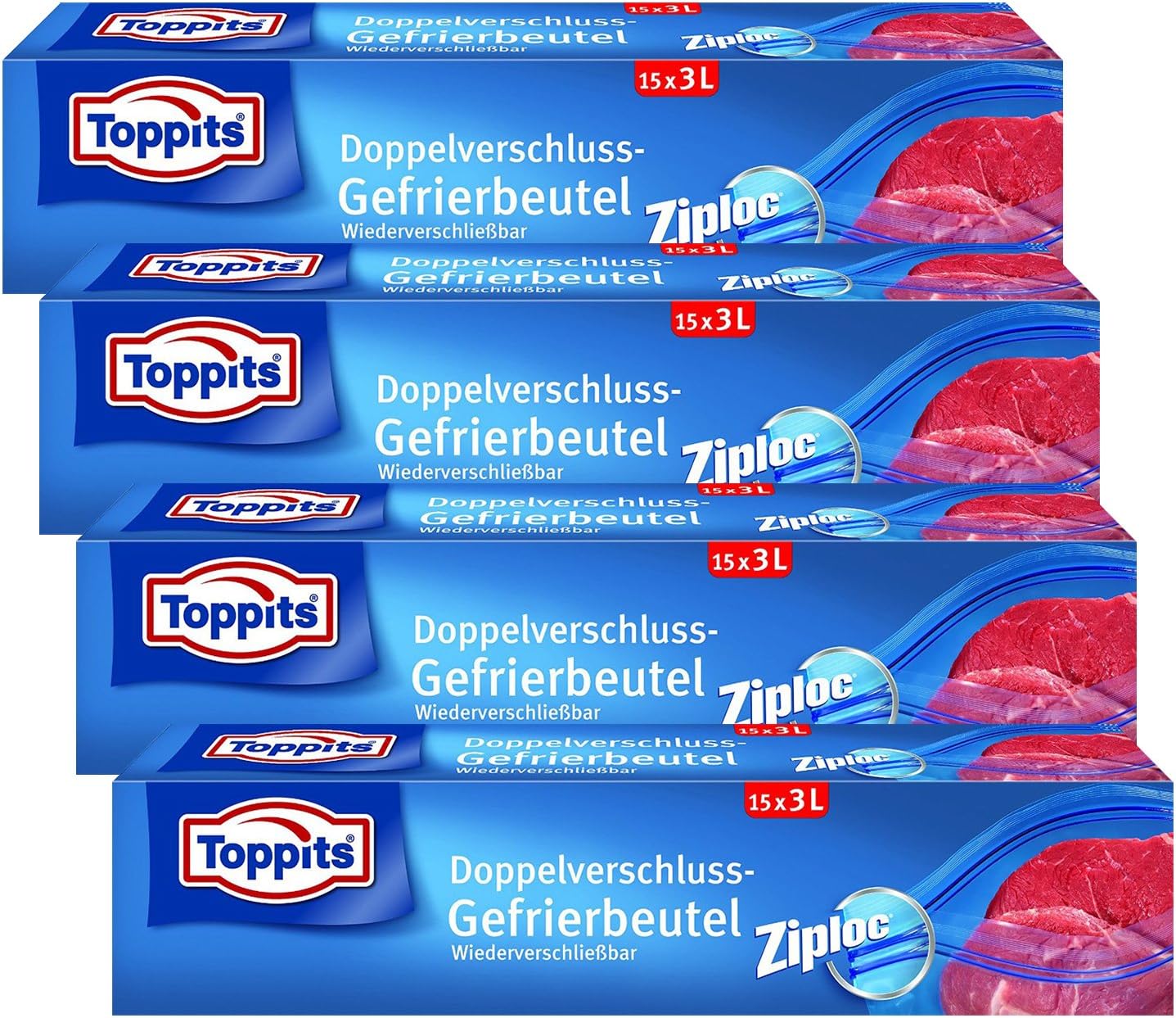Toppits - Universalbeutel mit Reißverschluss, 18 x 3 l, transparent ...