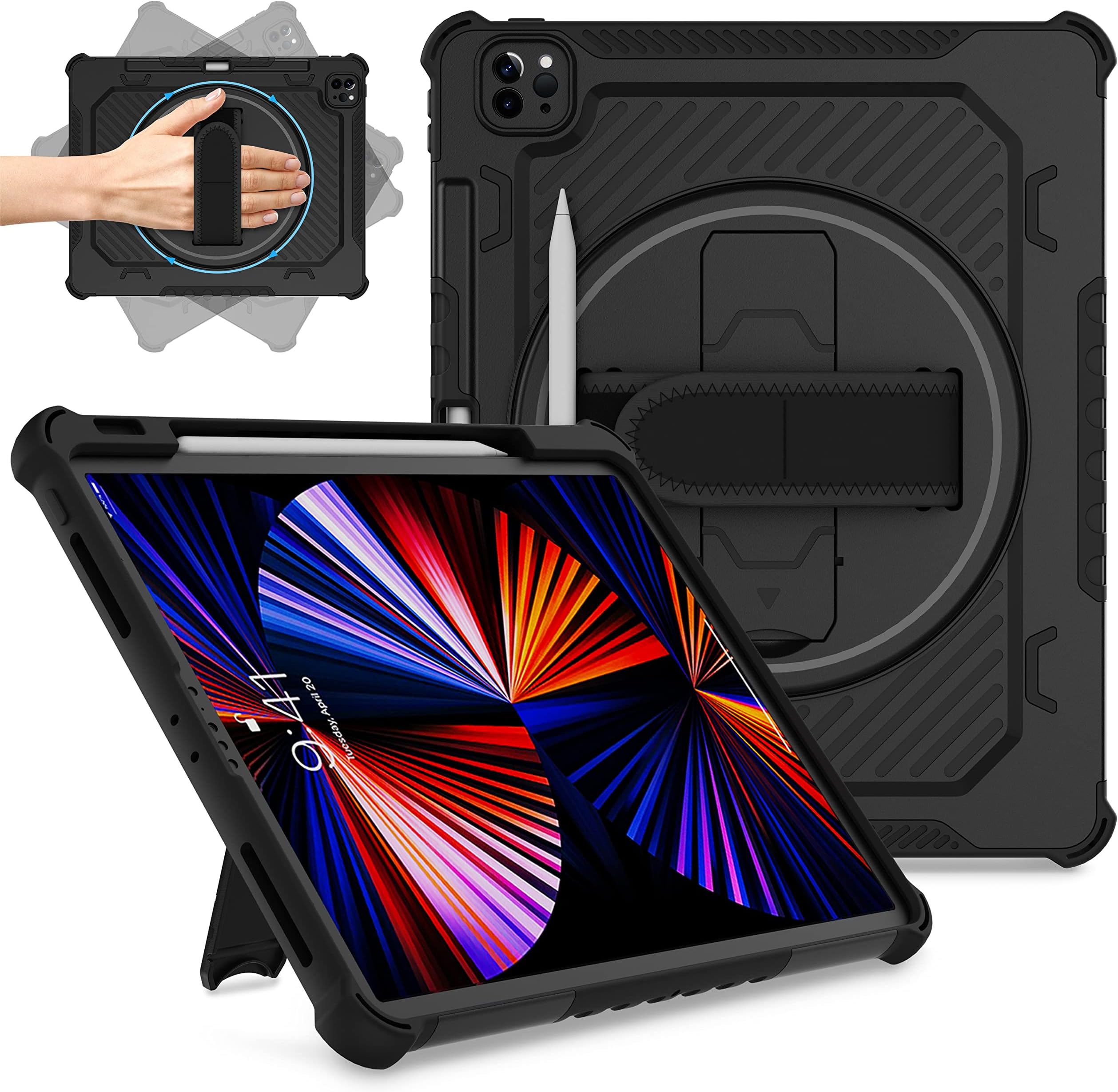 Amazon.com: iPad Pro 12.9 inch Case 2022-2018 with 9H Tempered Glass ...