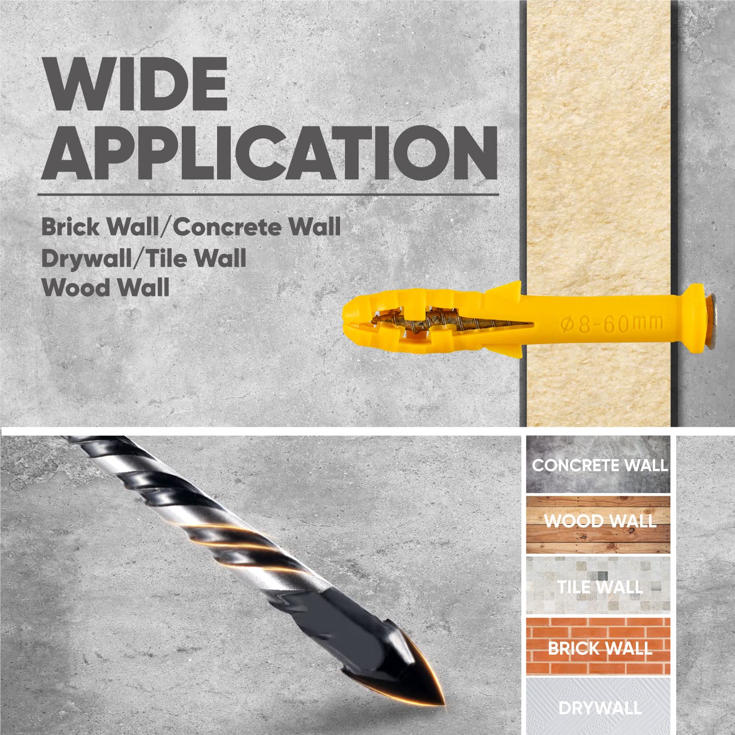 Snapklik.com : Amoolo 106pcs Concrete Anchors And Screws Assortment Kit ...