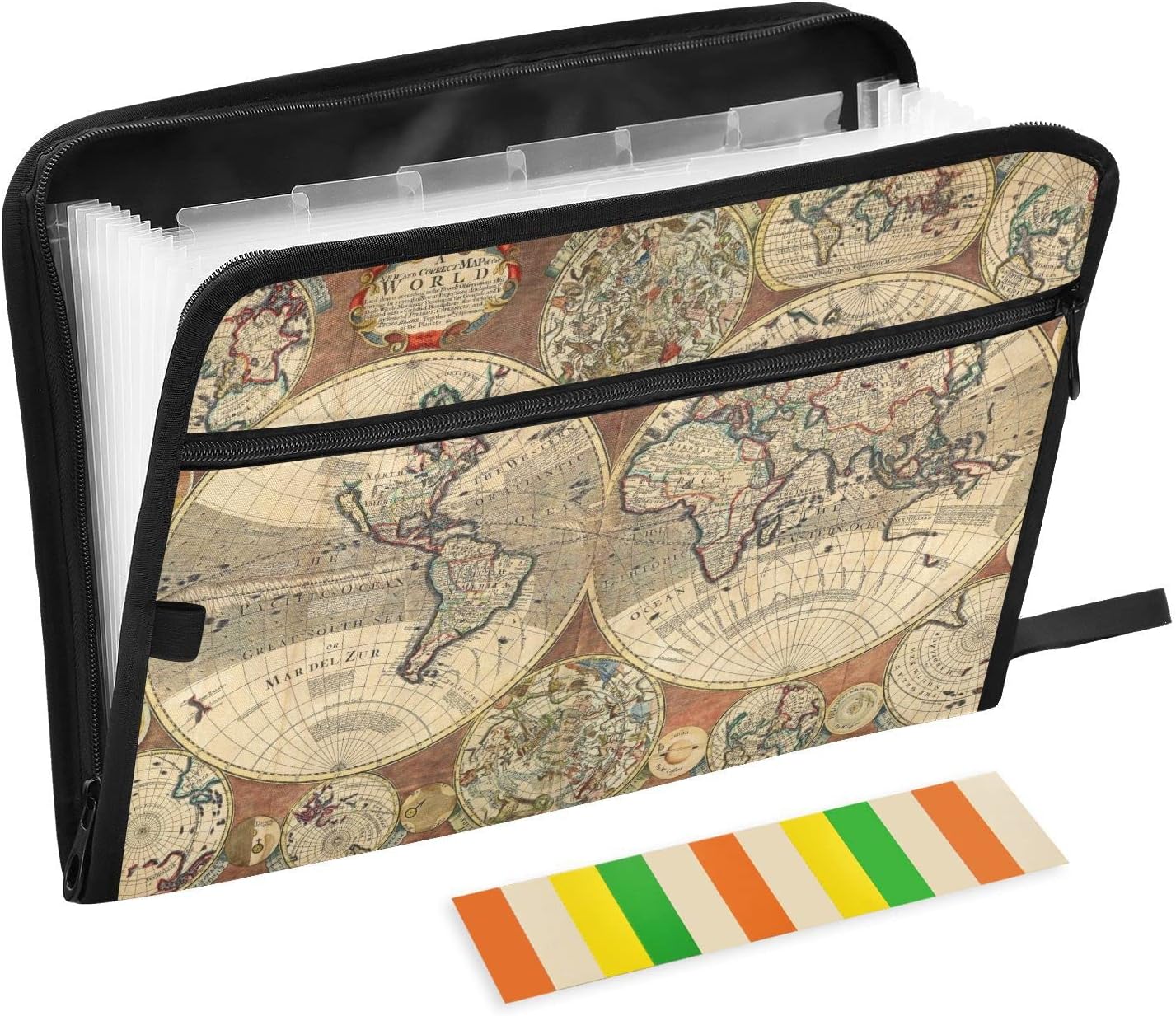 Amazon.com : Retro World Map Expanding File Folders 13 Pocket Accordion ...