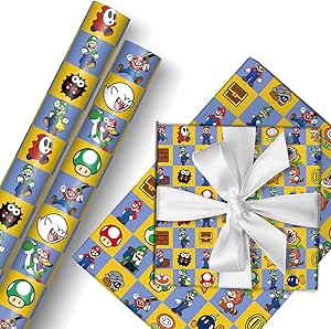 Amazon.com: InThink Mario Wrapping Paper 2 Roll 17" x 118" Gift ...