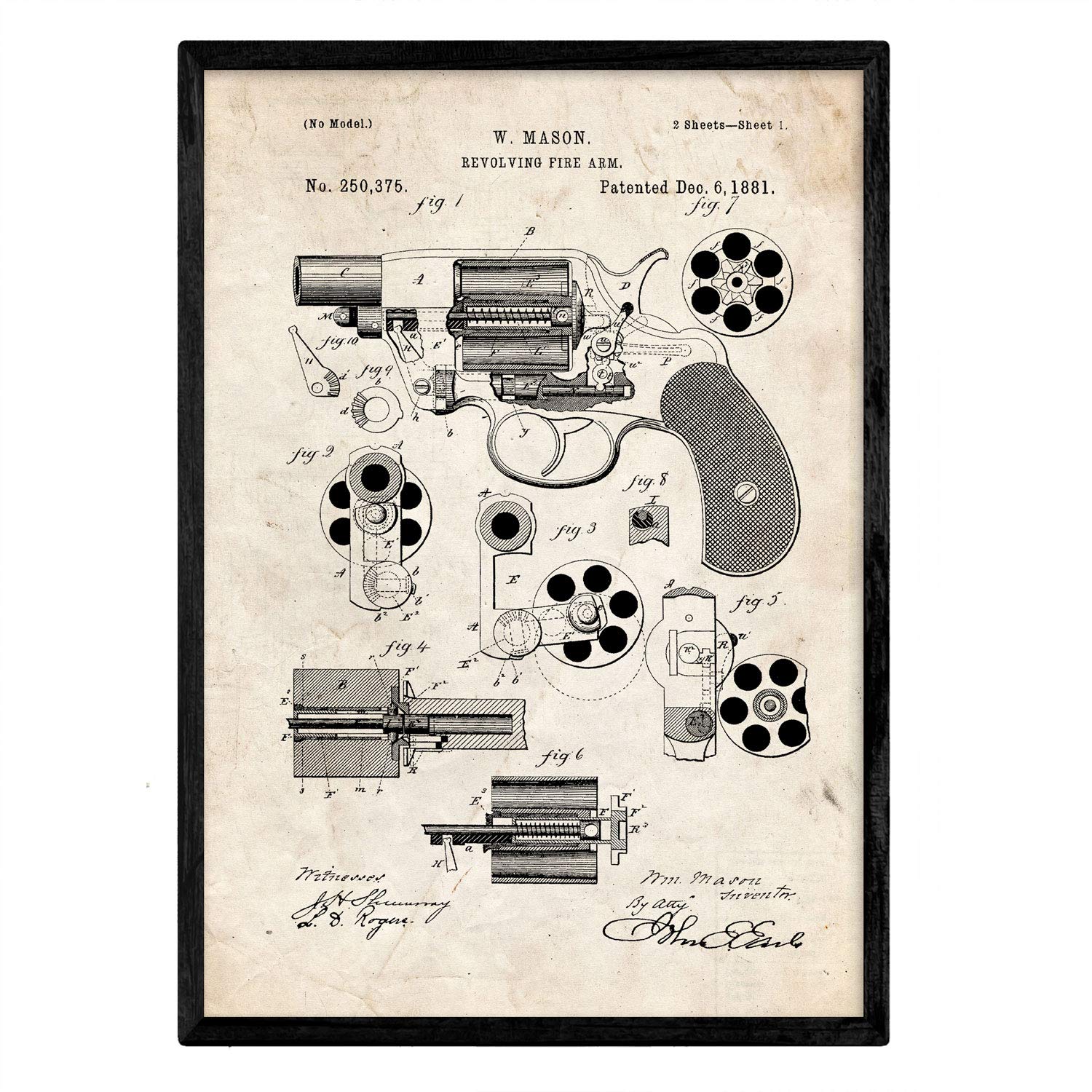 Buy Nacnic patent Revolver. Sheet with old design patent in A3 size and ...