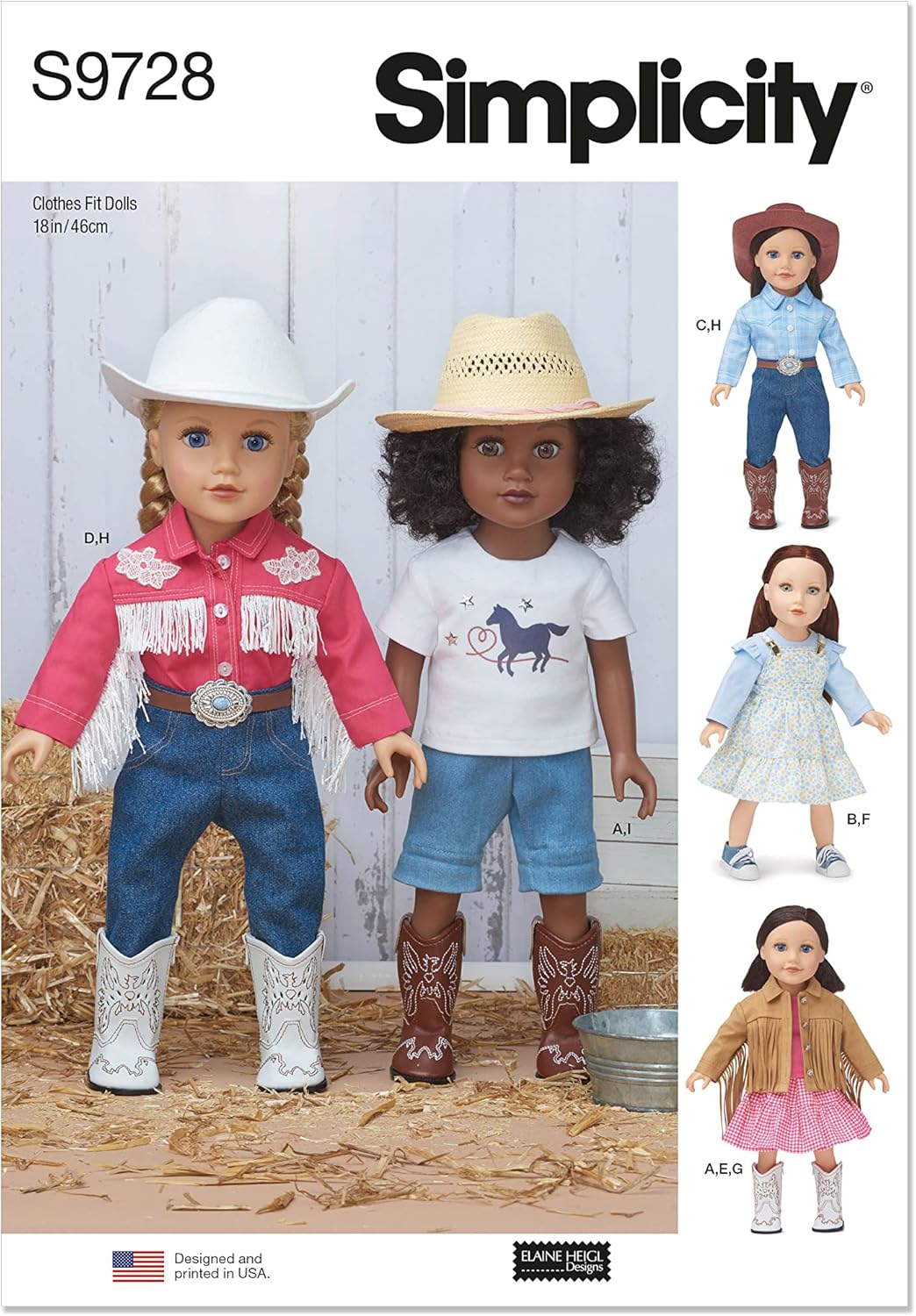 Amazon.com: Simplicity 18" Doll Clothes Sewing Pattern Kit by Elaine ...