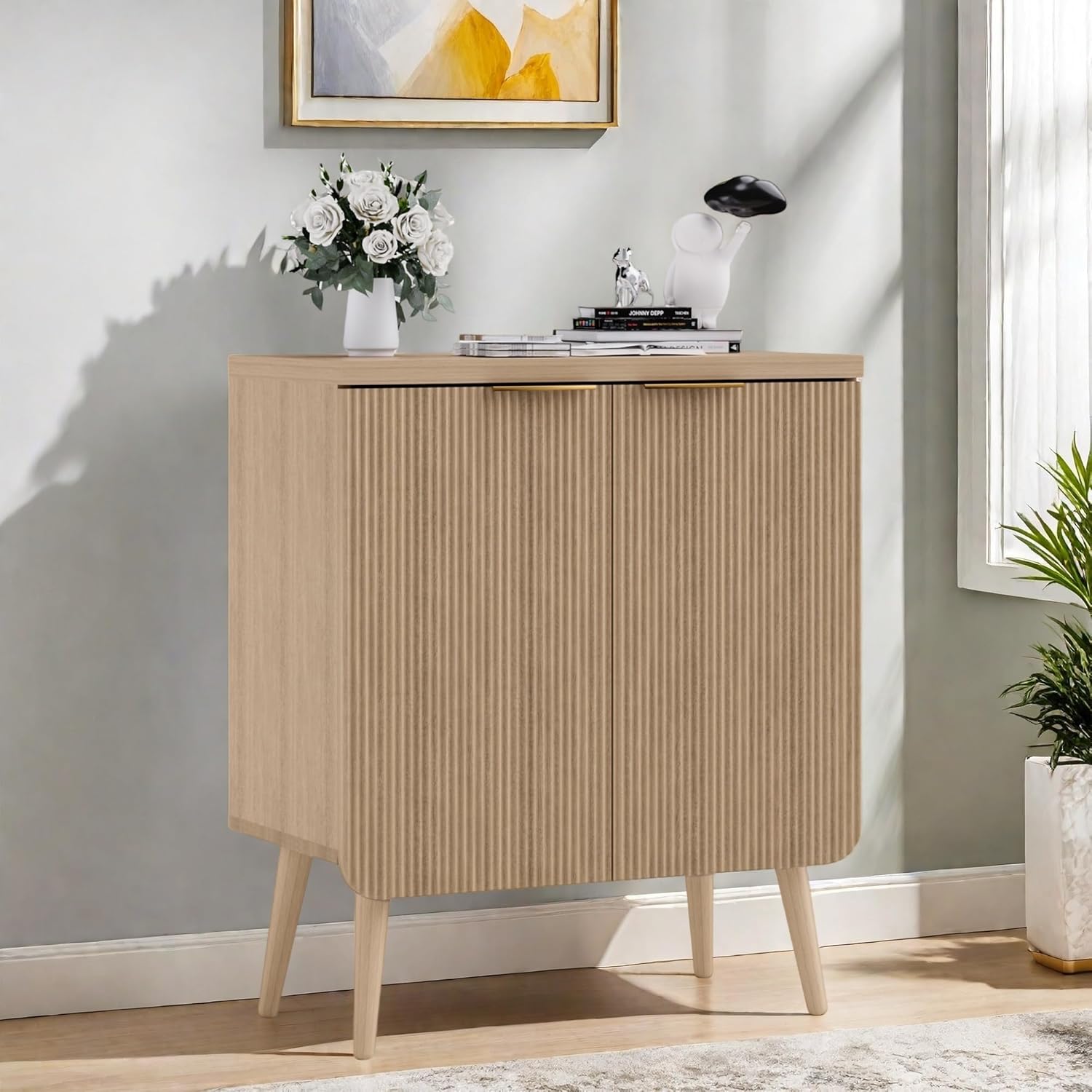 Amazon.com: ChicFurnit Storage Cabinet with Doors, Modern Kitchen ...