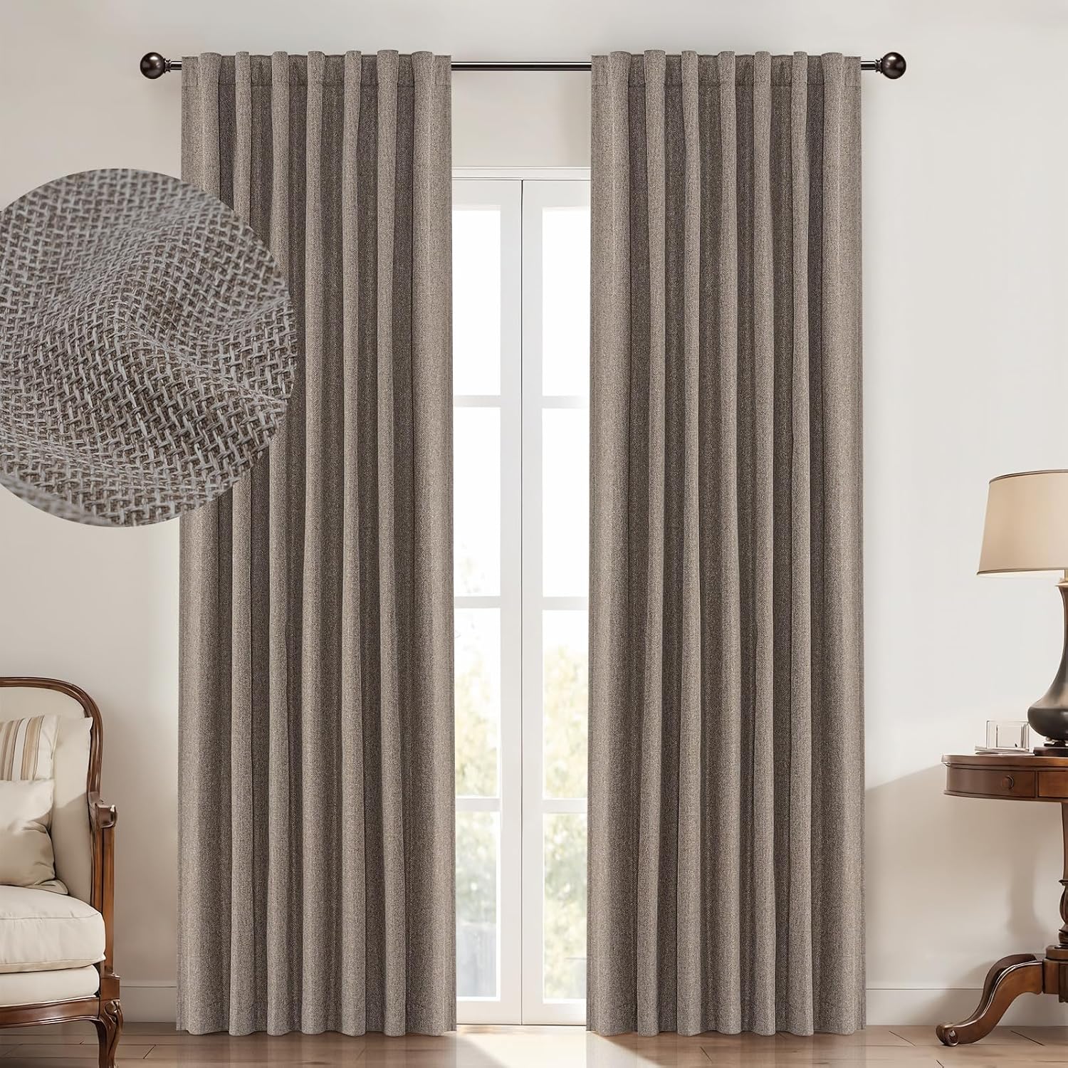 Amazon.com: 100% Blackout Shield Linen Blackout Curtains 96 inches Long ...
