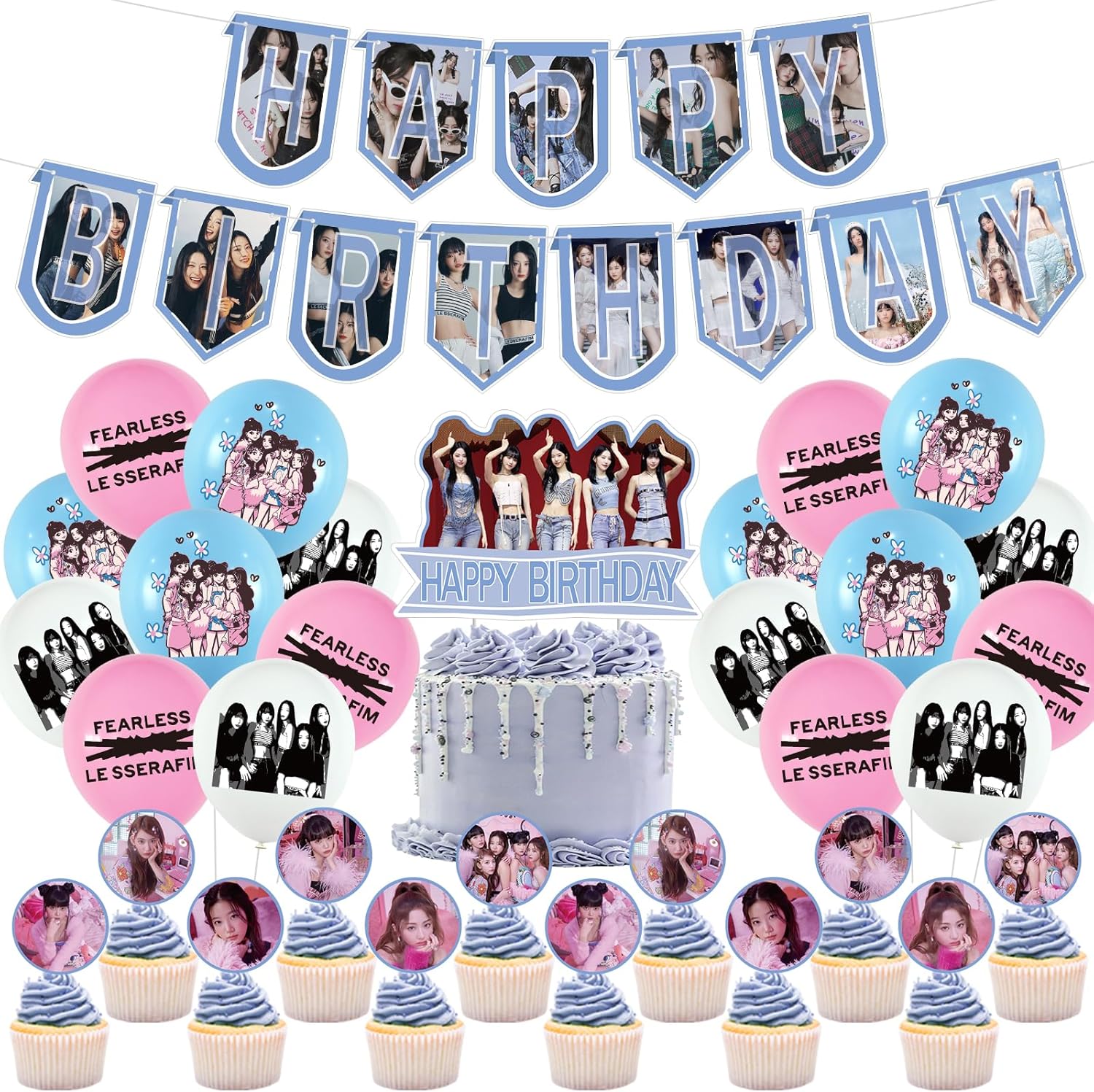 YiYiXiXi Kpop Lesserafim Birthday Decorations Gift Set,Lesserafim ...