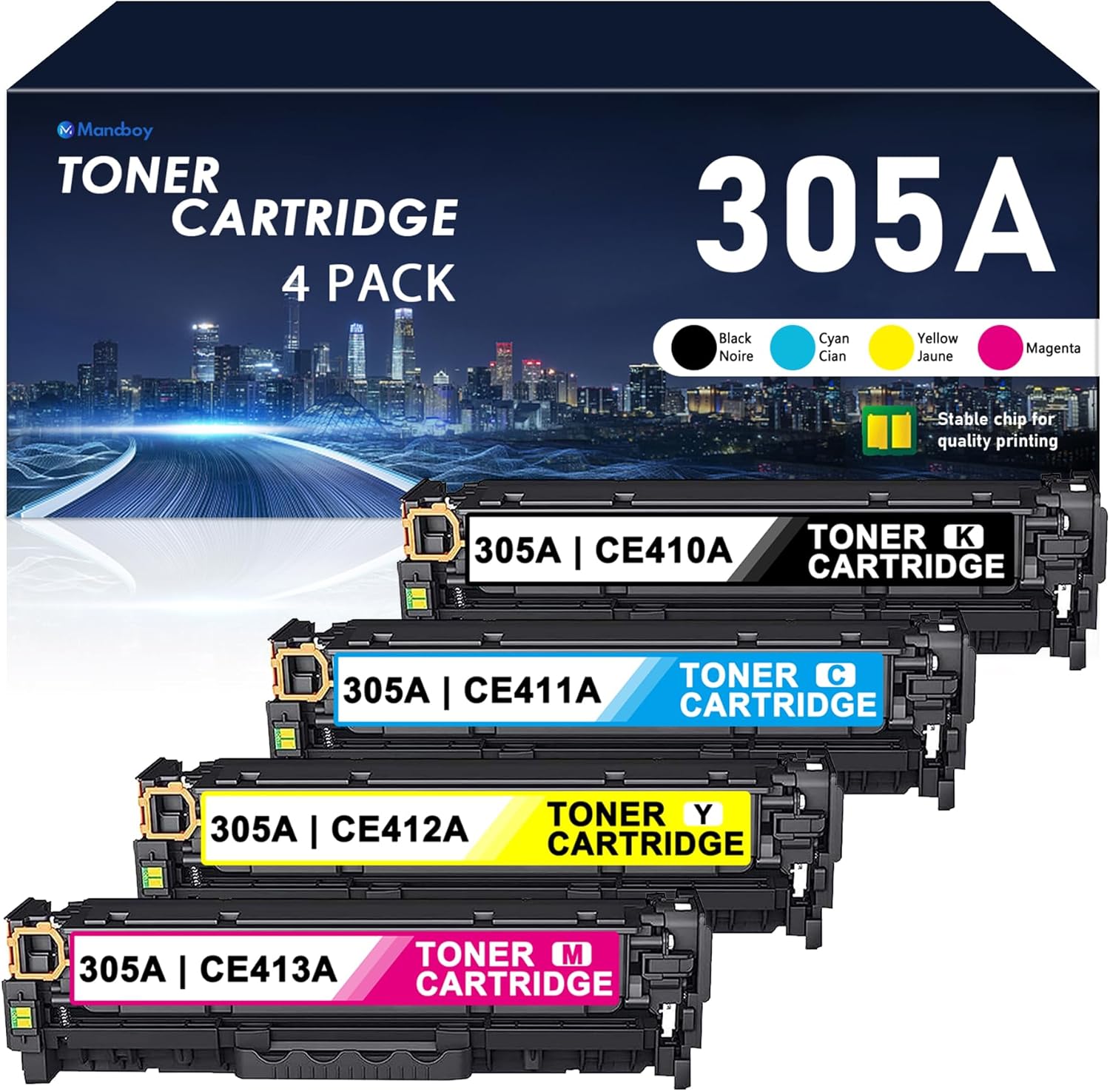 305A Toner Cartridges 4 Pack High Yield (with Chip) Compatible ...