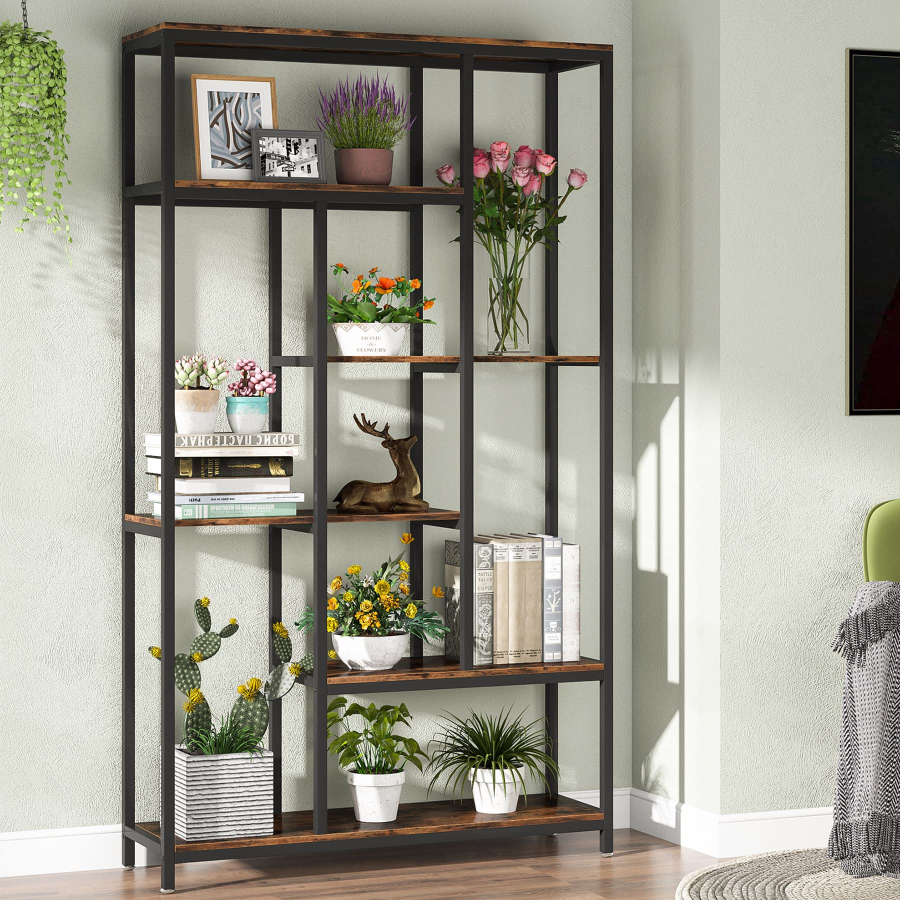 Buy Tribesigns Tall Bookshelf Bookcase, 6-Tier Staggered Bookcase ...