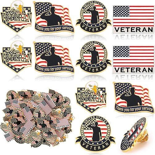 Amazon.com: Sasylvia 100 Pcs Veteran Pins Bulk Veteran Gift USA Military Pins Assorted Style ...