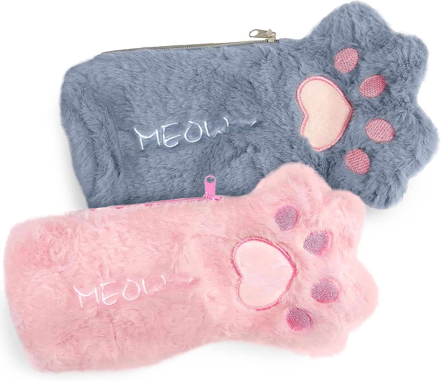 Amazon.com: SAMARKAND Cat Paw Plush Pencil Case (2 Pieces) - Pink and ...