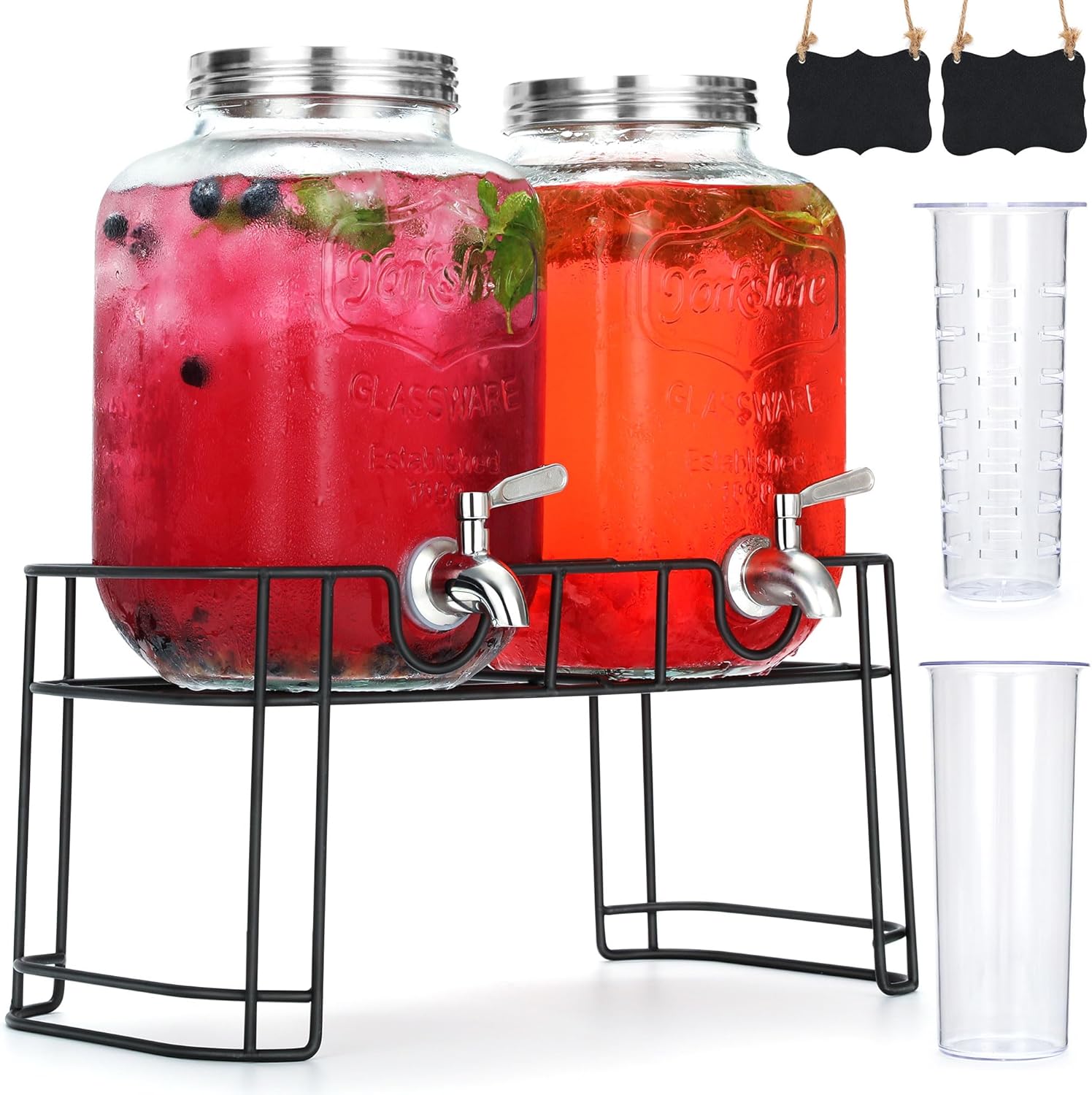 Amazon.com | 2Pack 1 Gallon Glass Drink Dispensers For Parties - Large ...