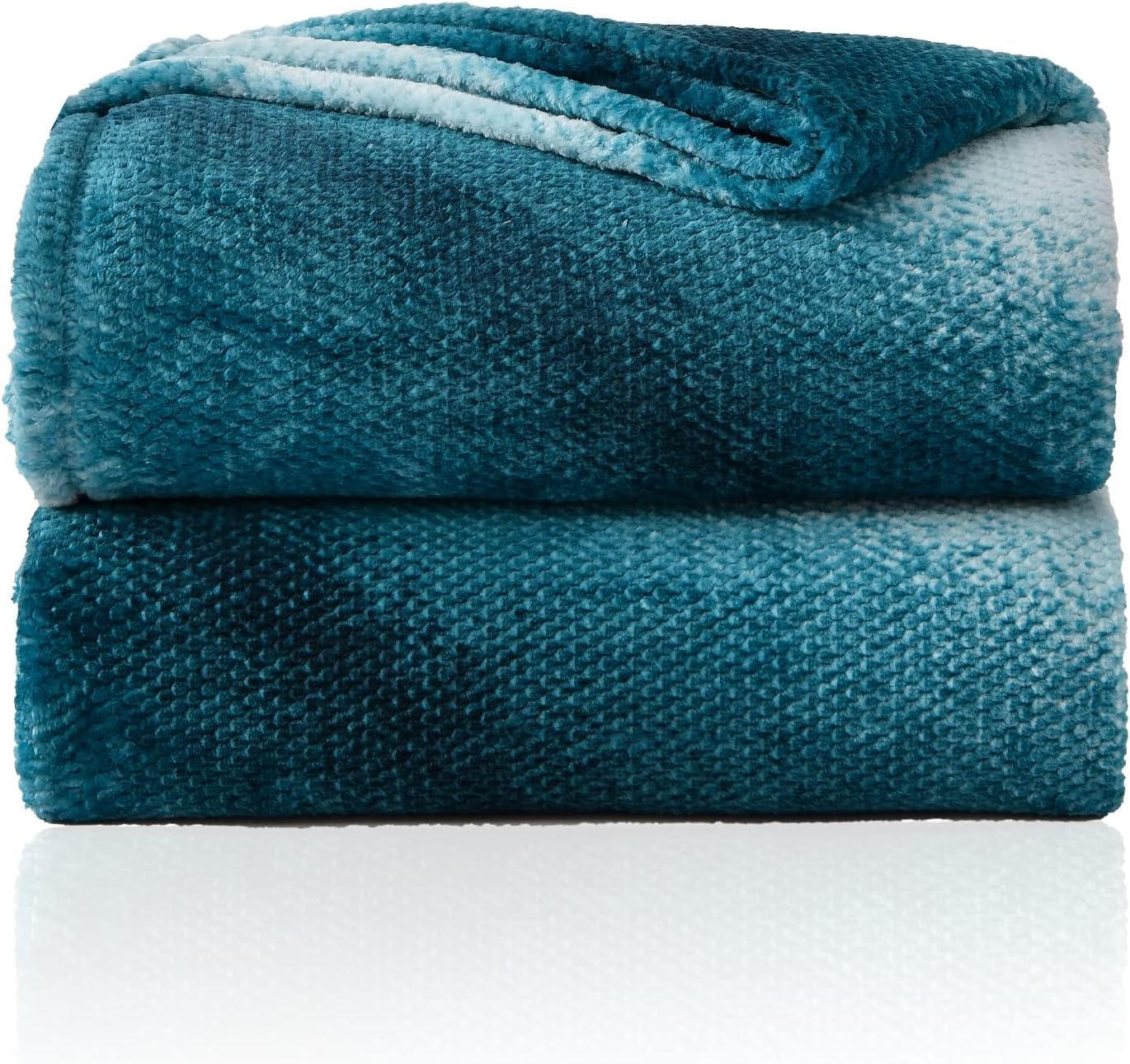 DJY Blue Flannel Throw Blanket for Couch Teal Blue Gradient Pattern ...