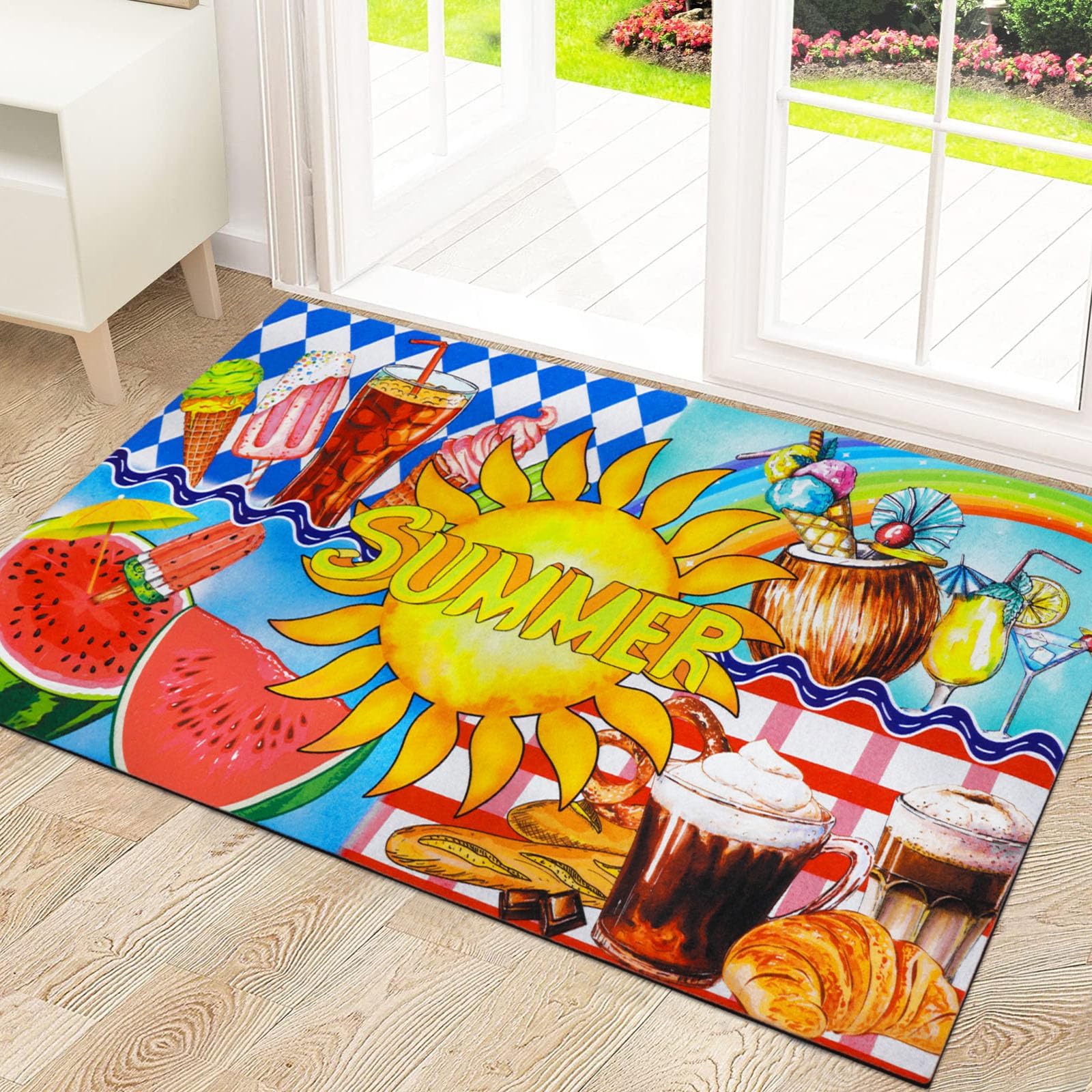 Amazon.com: Likiyol Summer Door Mat Outdoor Indoor, Non Slip Washable ...