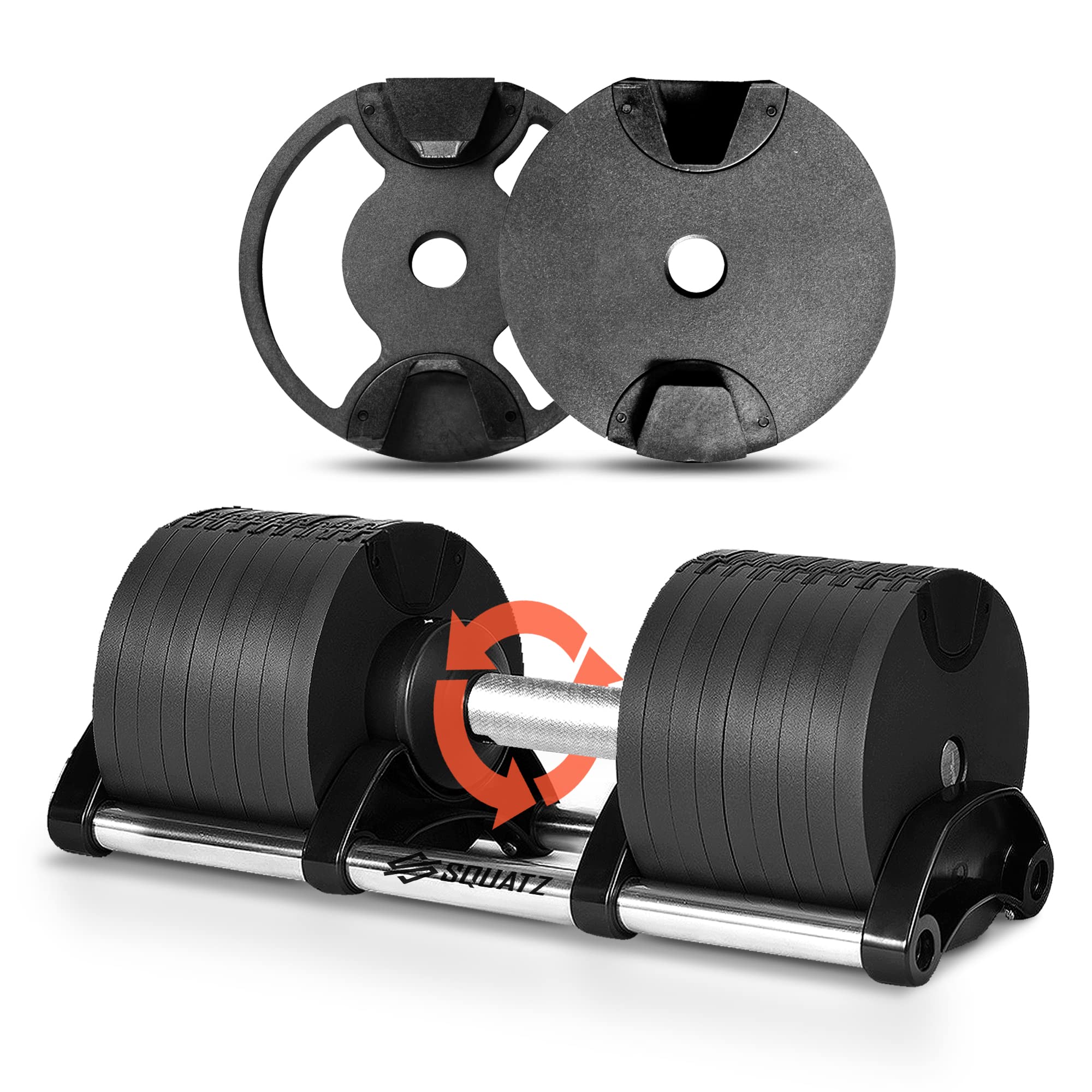 SQUATZ Dumbbell Weight, 70 Lbs. Adjustable Fitness Equipment, with Anti-Slip Metal Handle, Quick ...
